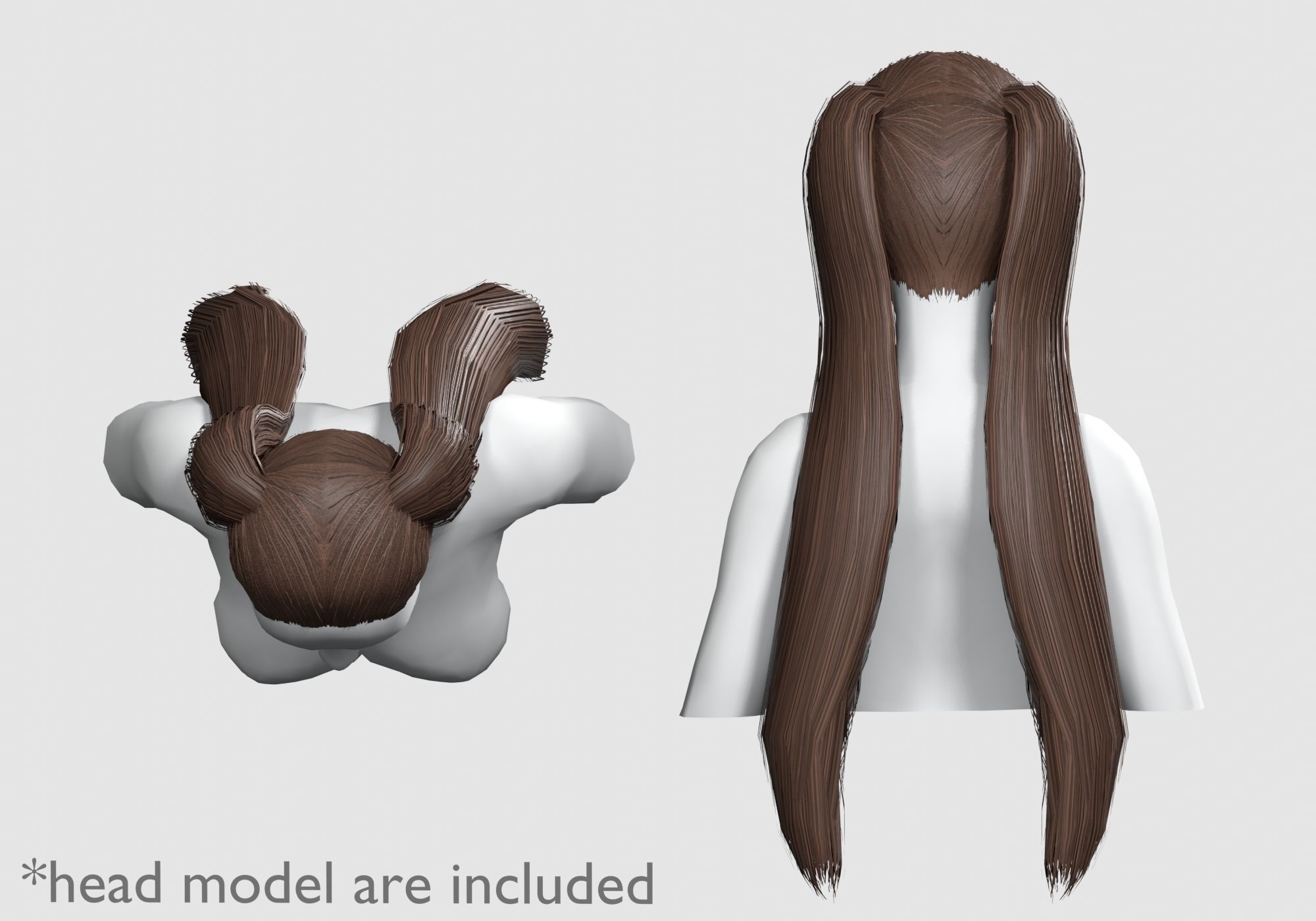 3D model Pigtails Straight Hairstyle V5591 VR / AR / low-poly | CGTrader
