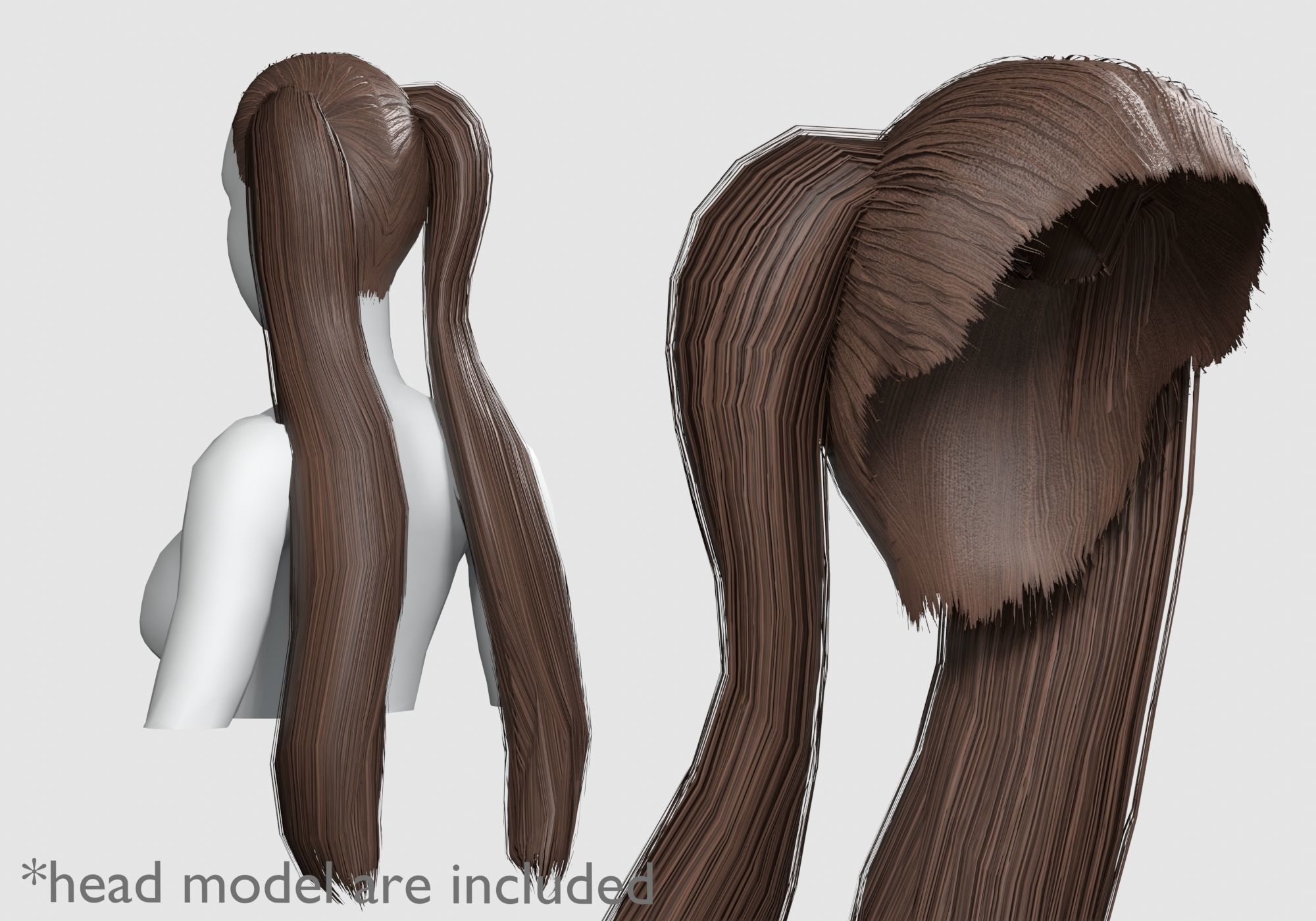 3D model Pigtails Straight Hairstyle V5591 VR / AR / low-poly | CGTrader