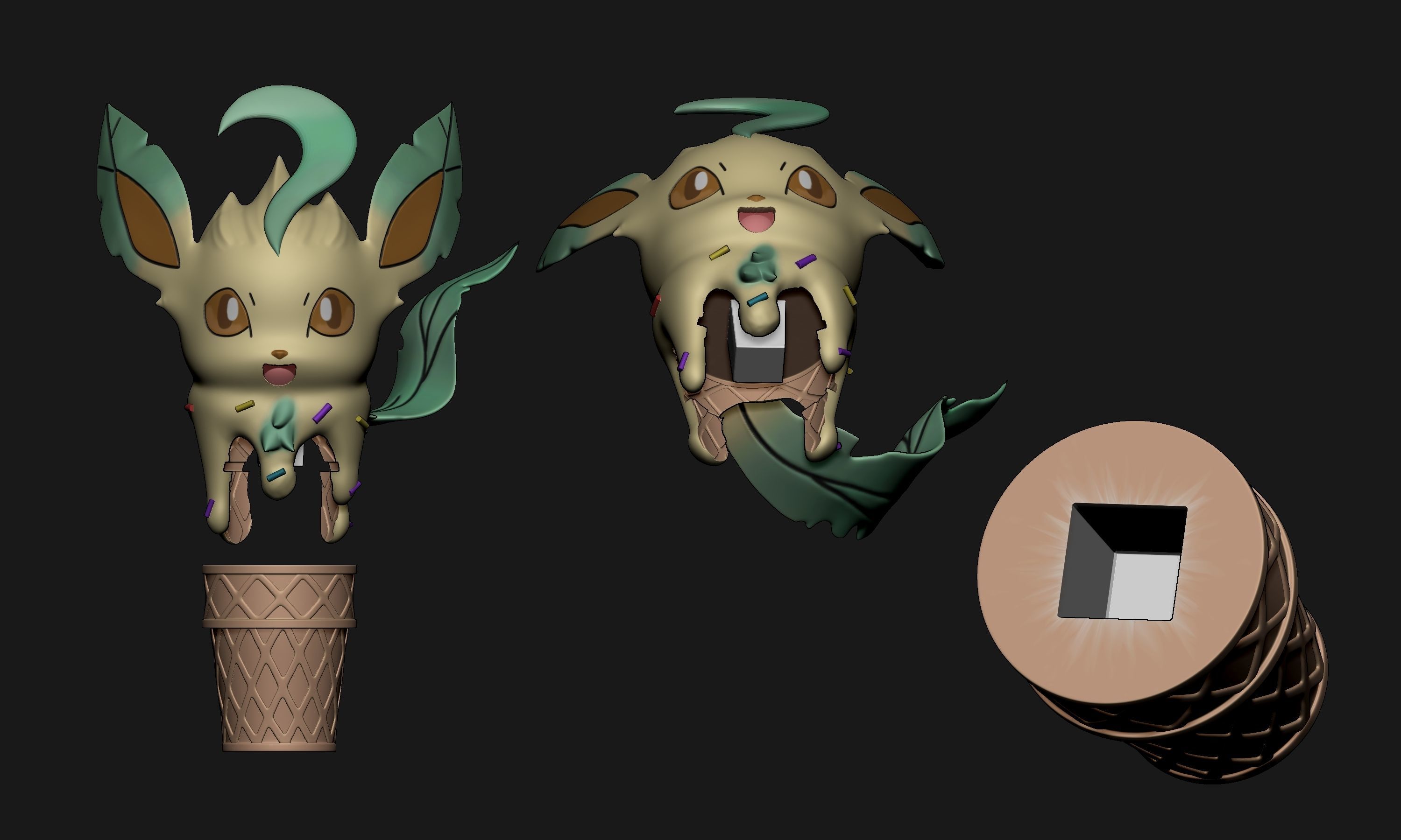 Pokemon - Ice Cream Leafeon 3D model 3D printable | CGTrader