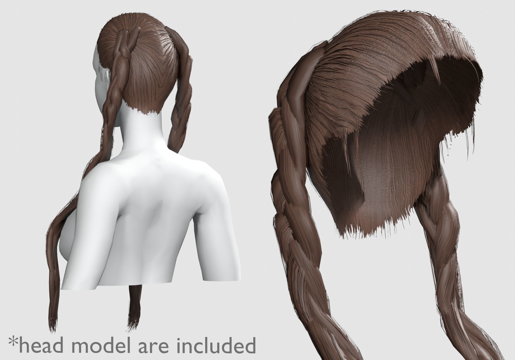 3D model Long Braids Hairstyle V9353 VR / AR / low-poly | CGTrader