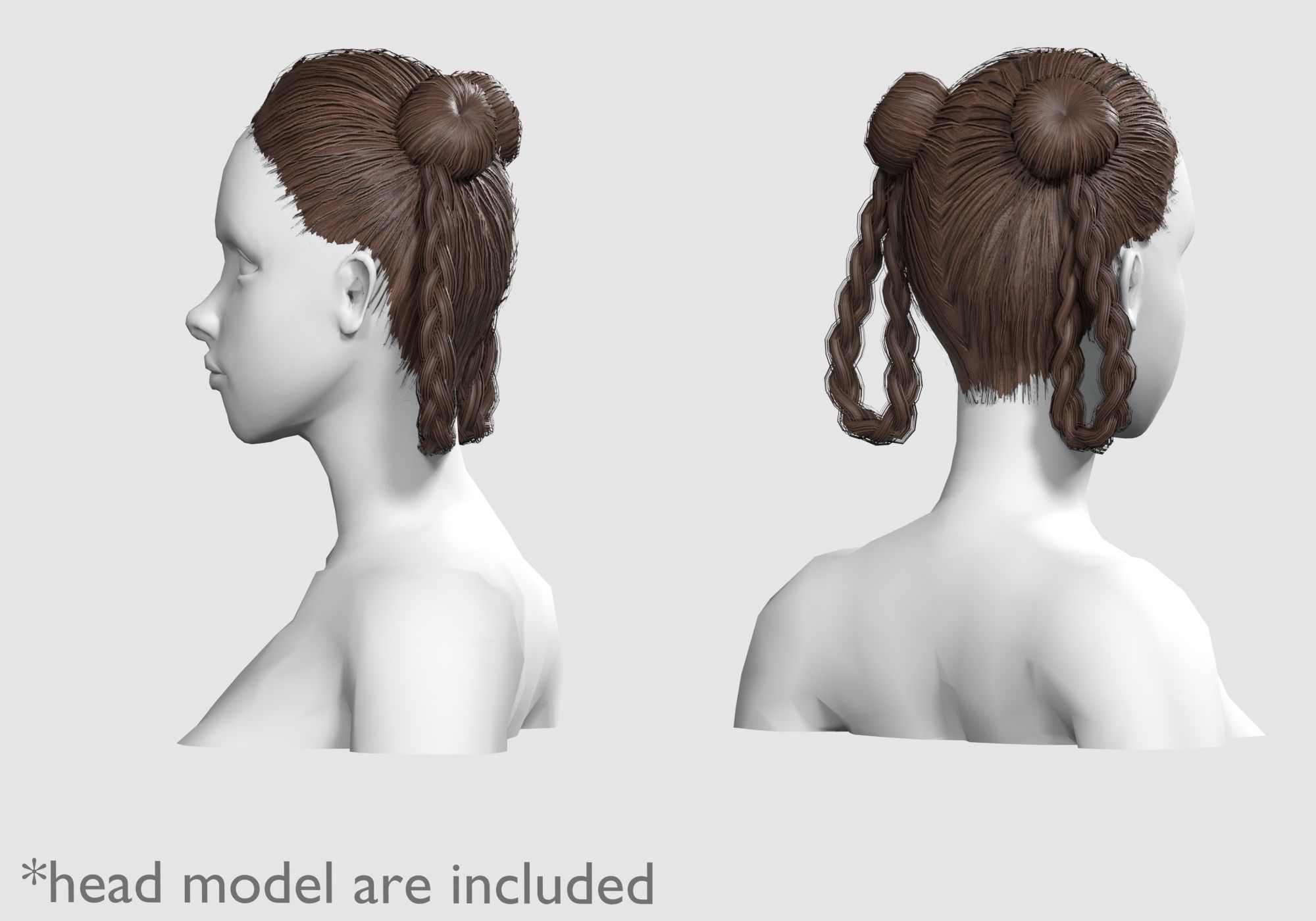 3D model Bun Braids Hairstyle V10015 VR / AR / low-poly | CGTrader