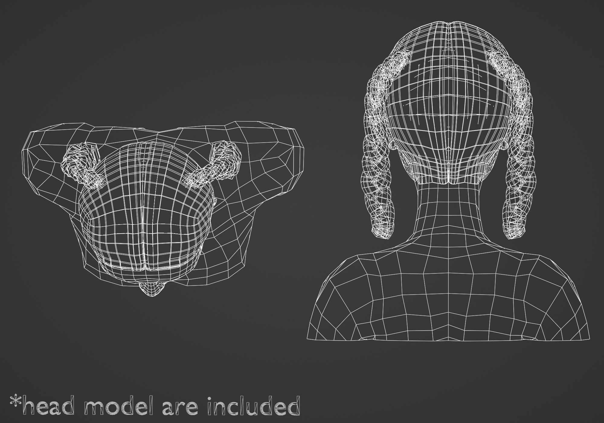 3D model Braids Pigtails Hairstyle V8748 VR / AR / low-poly | CGTrader