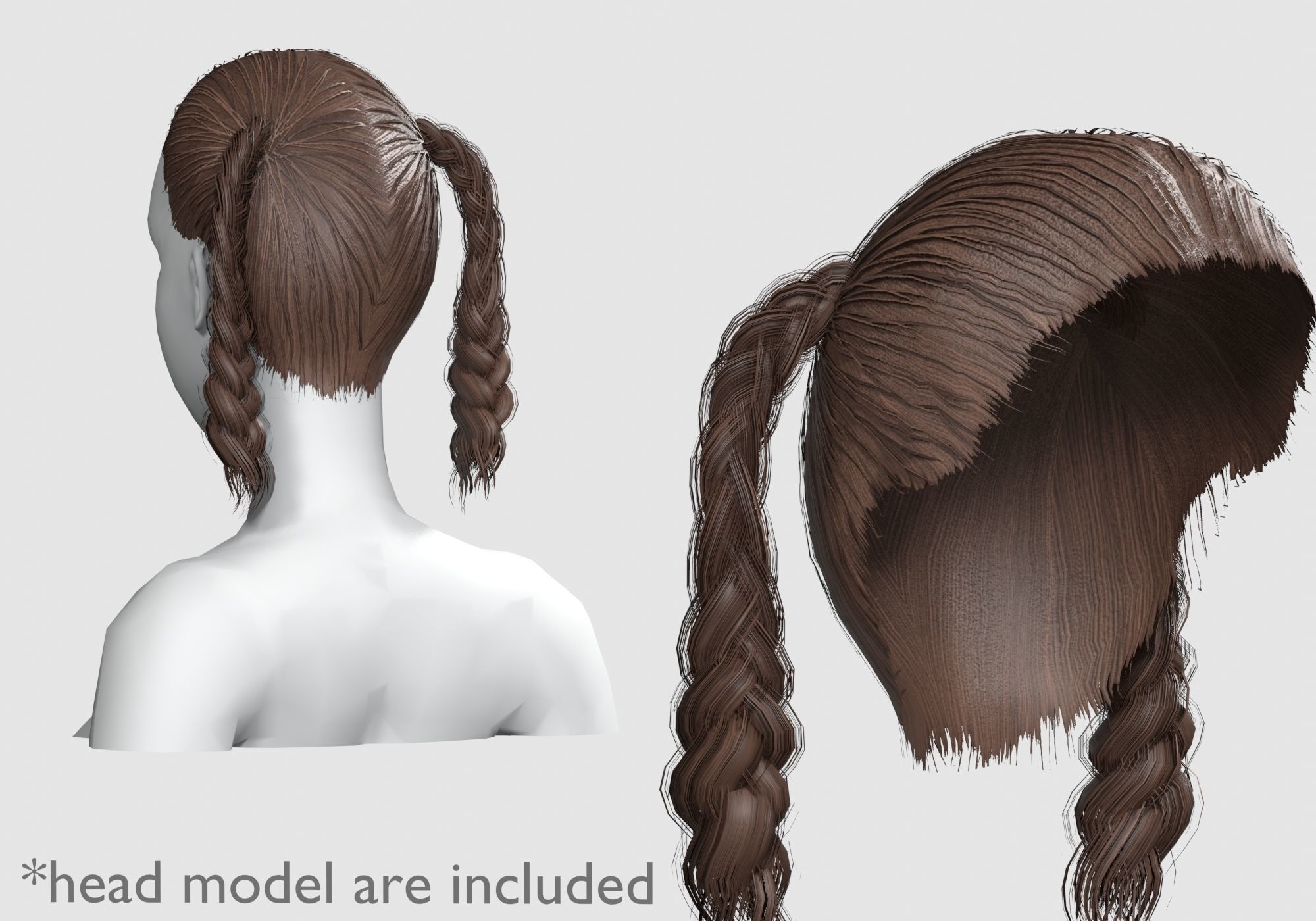 3D model Braids Pigtails Hairstyle V8748 VR / AR / low-poly | CGTrader