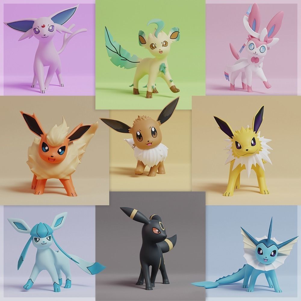 Pokemon - All Eeveelutions New Version 3D model 3D printable | CGTrader