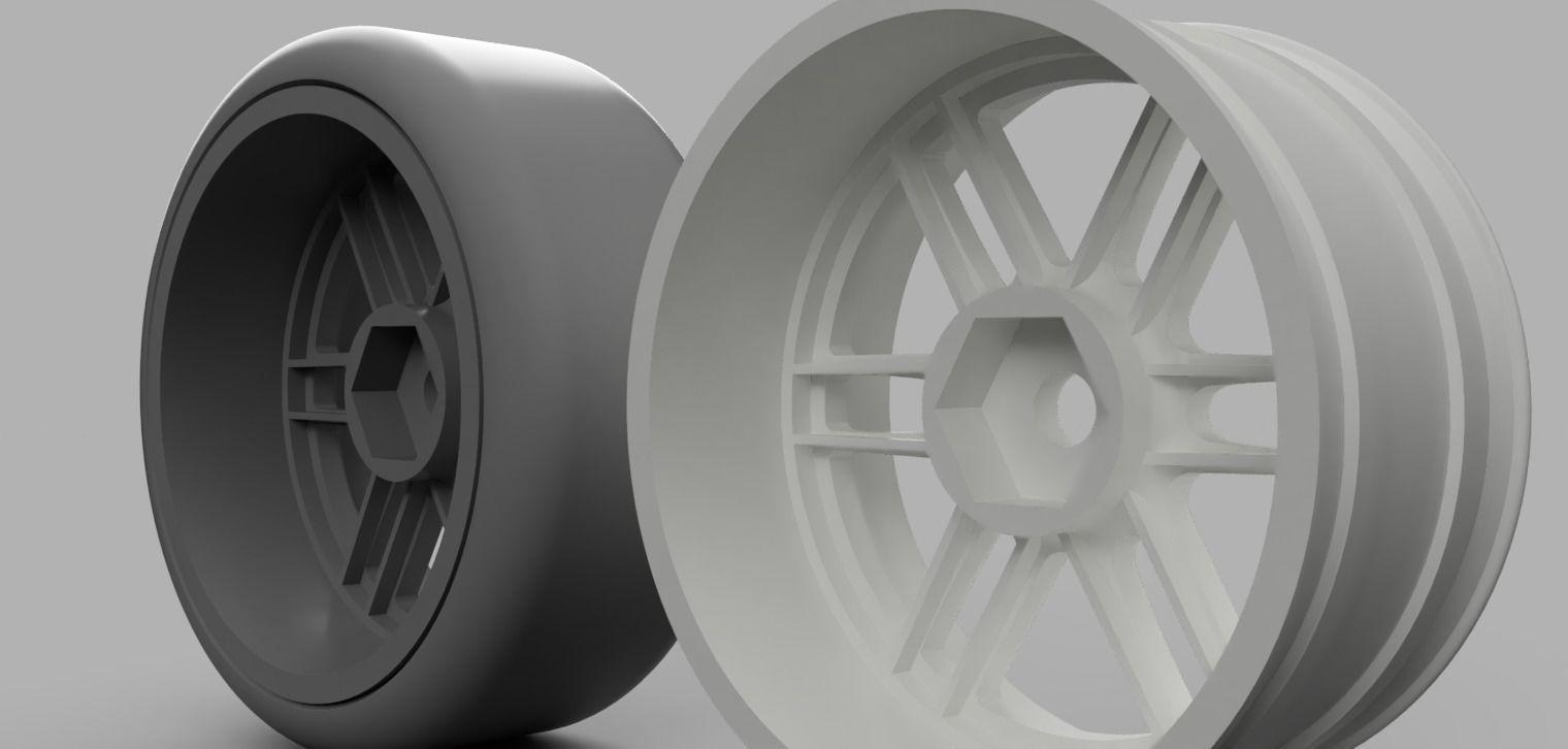 52mm RC 12MM HEX Wheels Enkei RPF1 with and without tires 3D model 3D ...