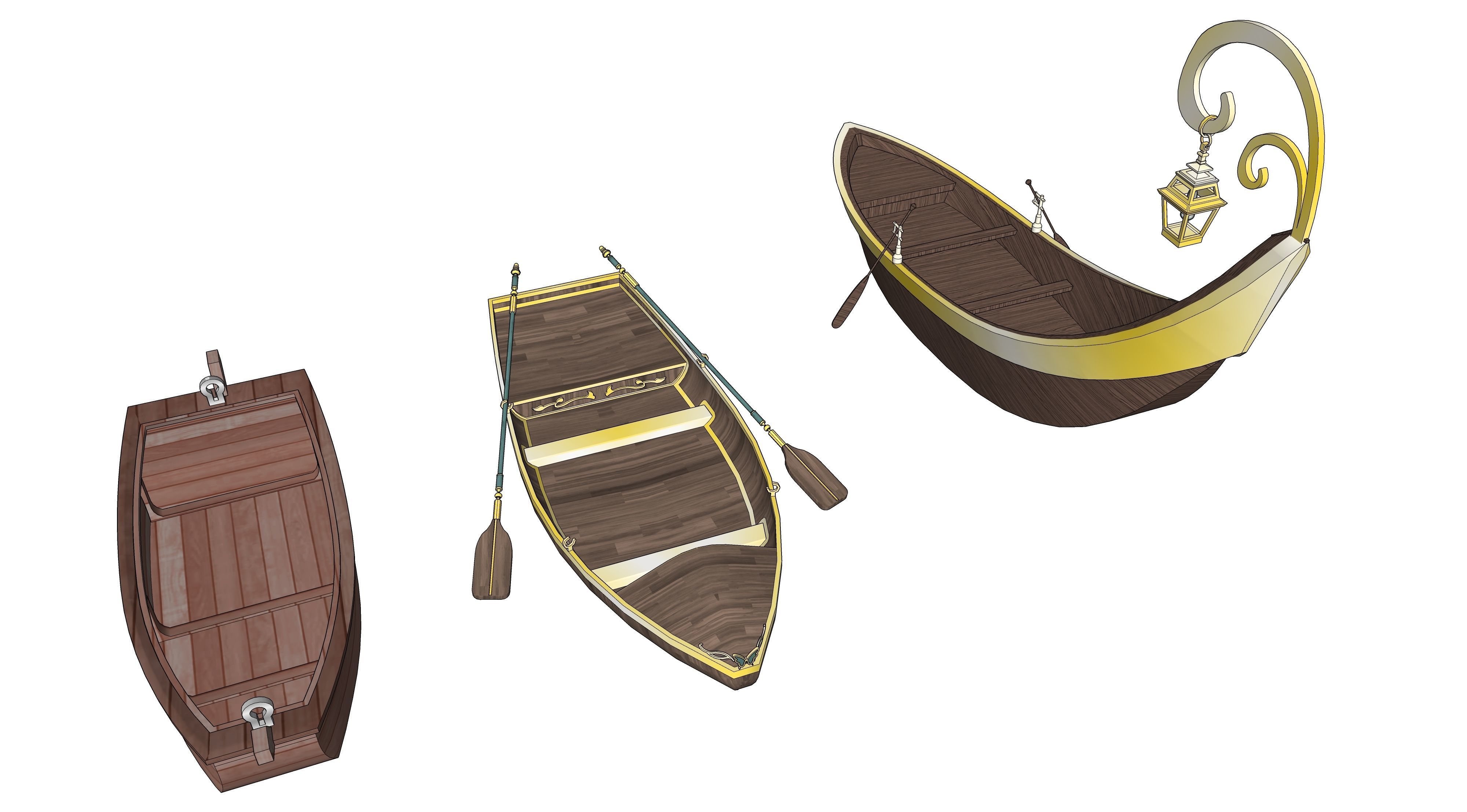 Fantasy lowpoly 3 Boats 3D model | CGTrader