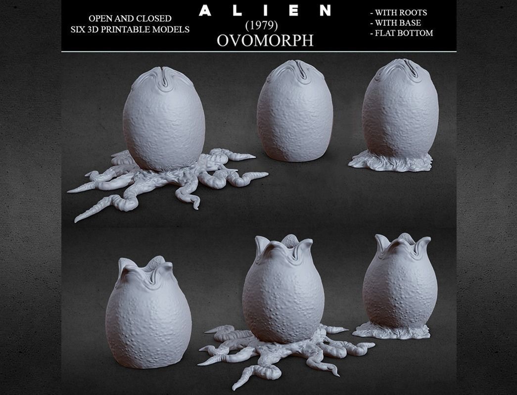 3D PRINTABLE OPEN AND CLOSED ALIEN EGGS SIX PACK 3D model 3D printable ...
