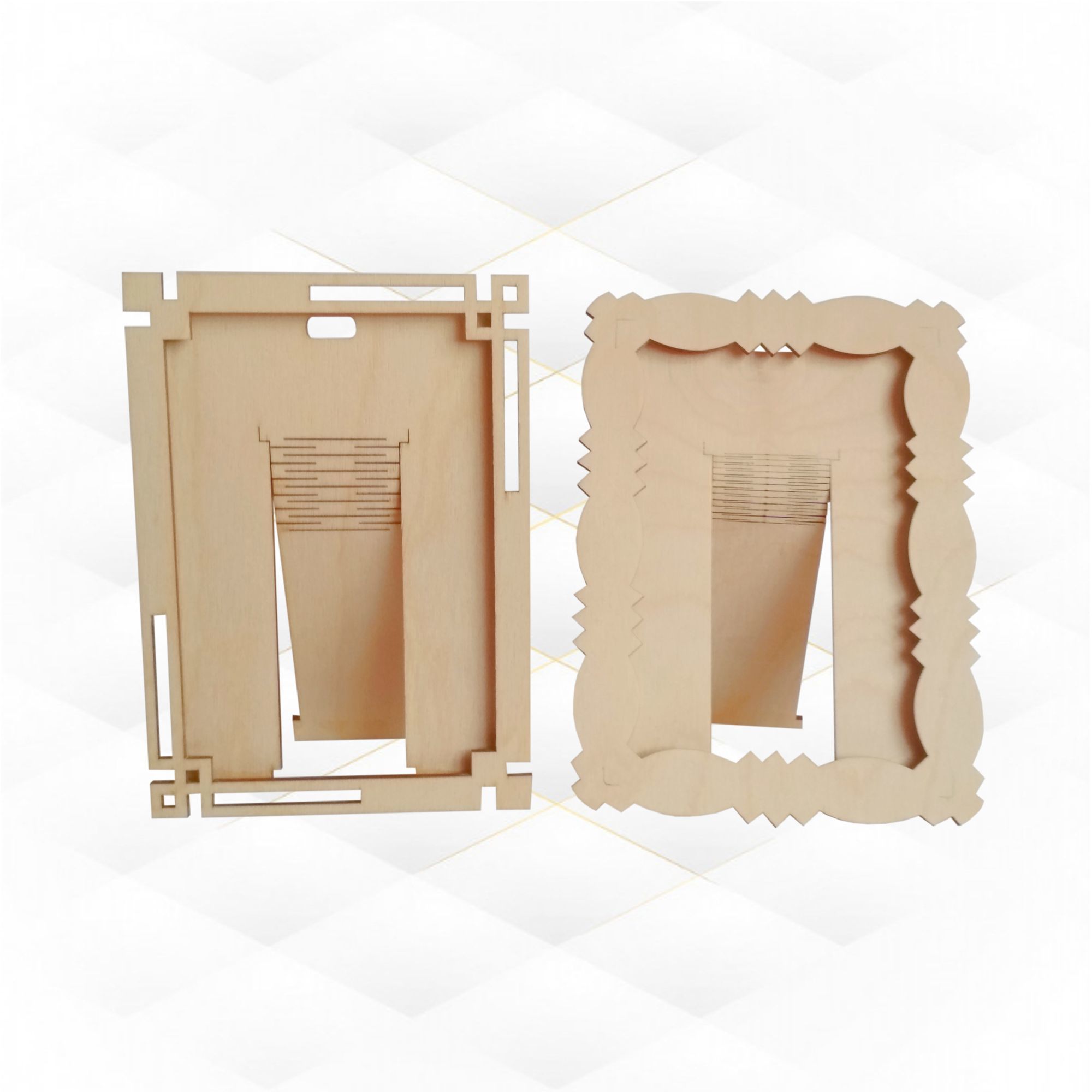 Picture Frame two template laser cutting design 3D model 3D printable ...