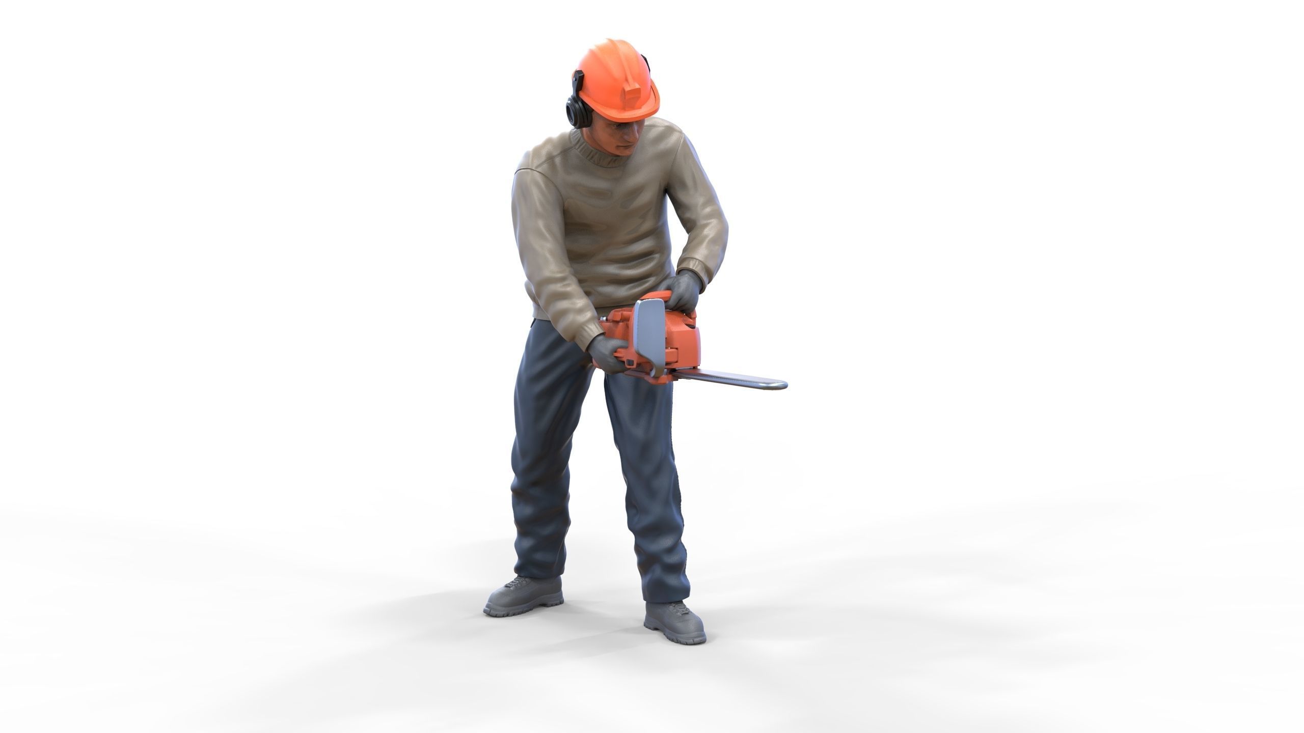 A person with a chainsaw 3D model 3D printable | CGTrader