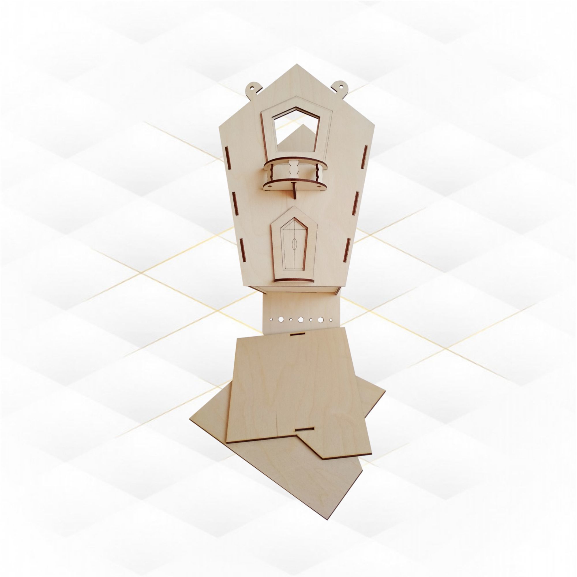 Bird house design for laser cut 3D model 3D printable | CGTrader
