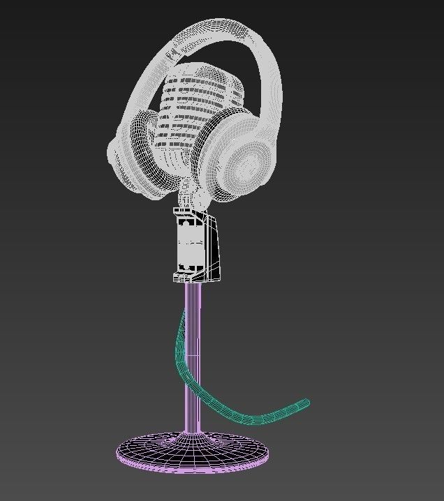 Microphone stand and headphones 3D model for subdivide high poly 3D ...