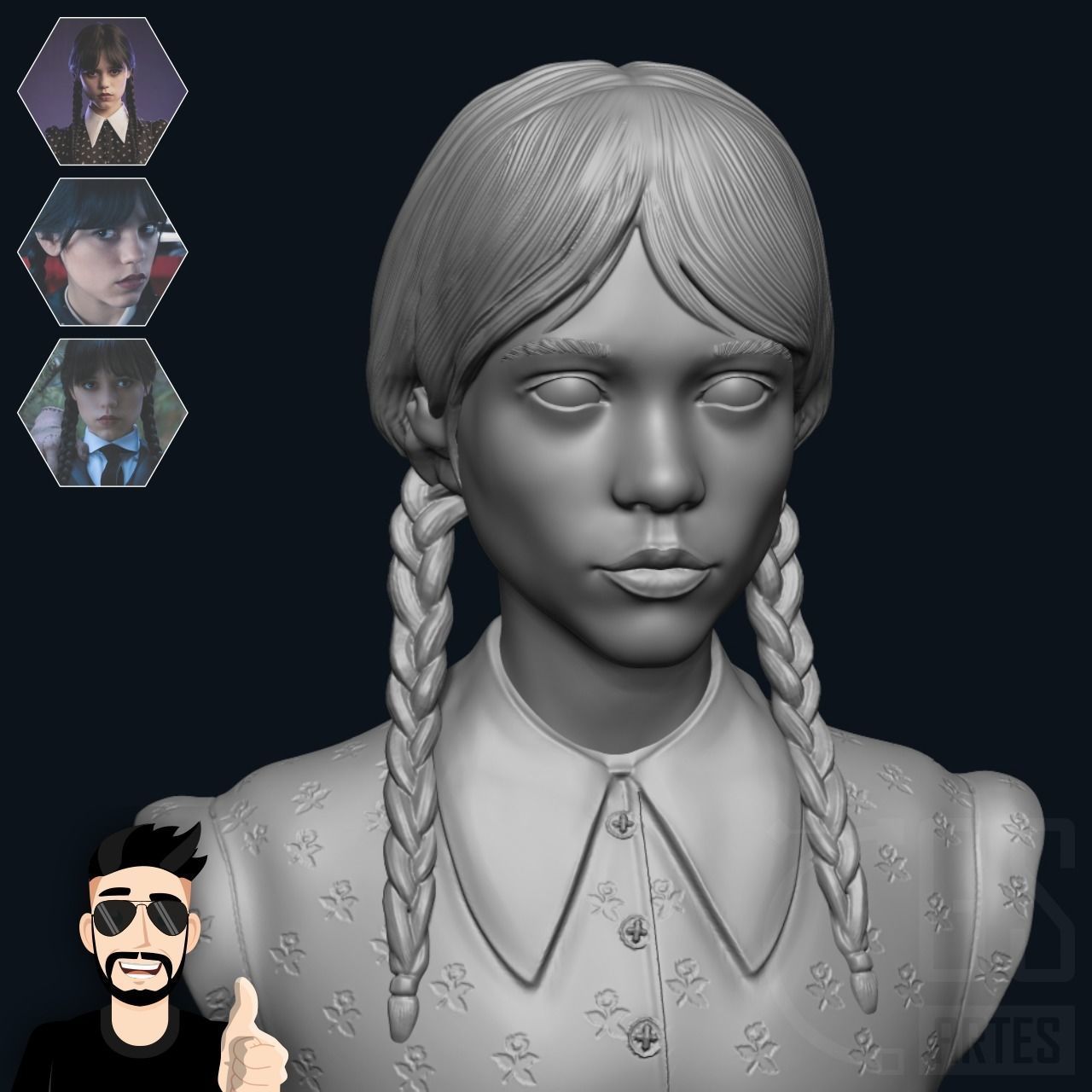 WEDNESDAY ADDAMS 3D model 3D printable | CGTrader