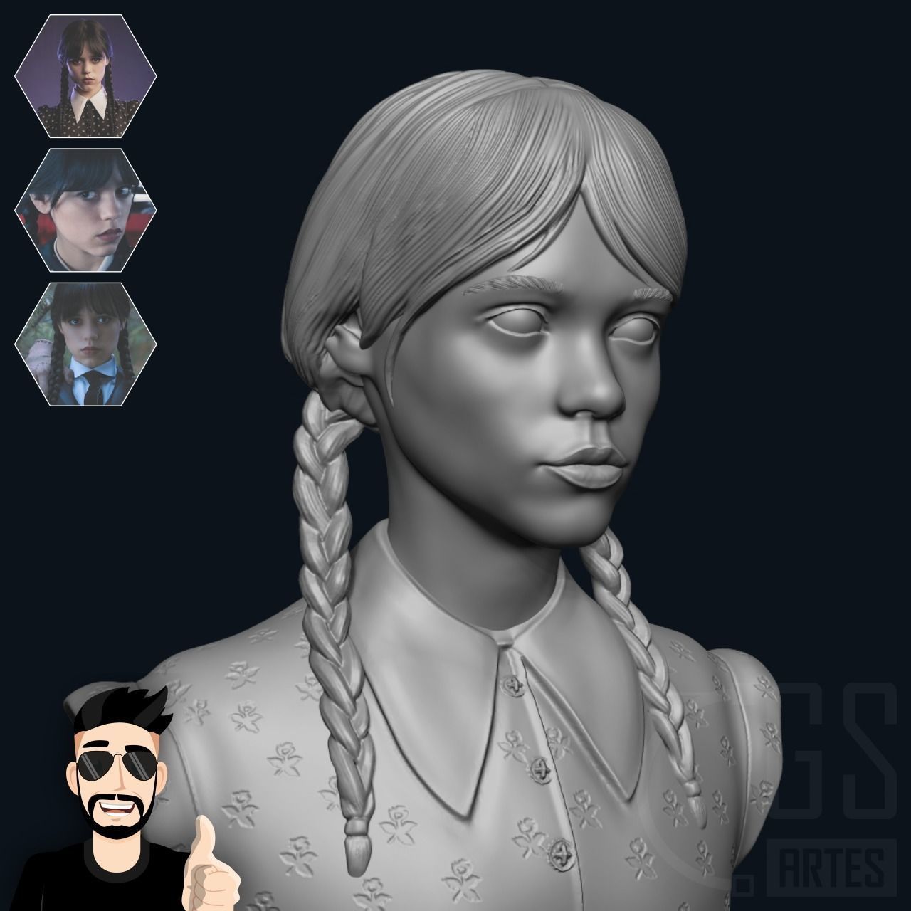 WEDNESDAY ADDAMS 3D model 3D printable | CGTrader
