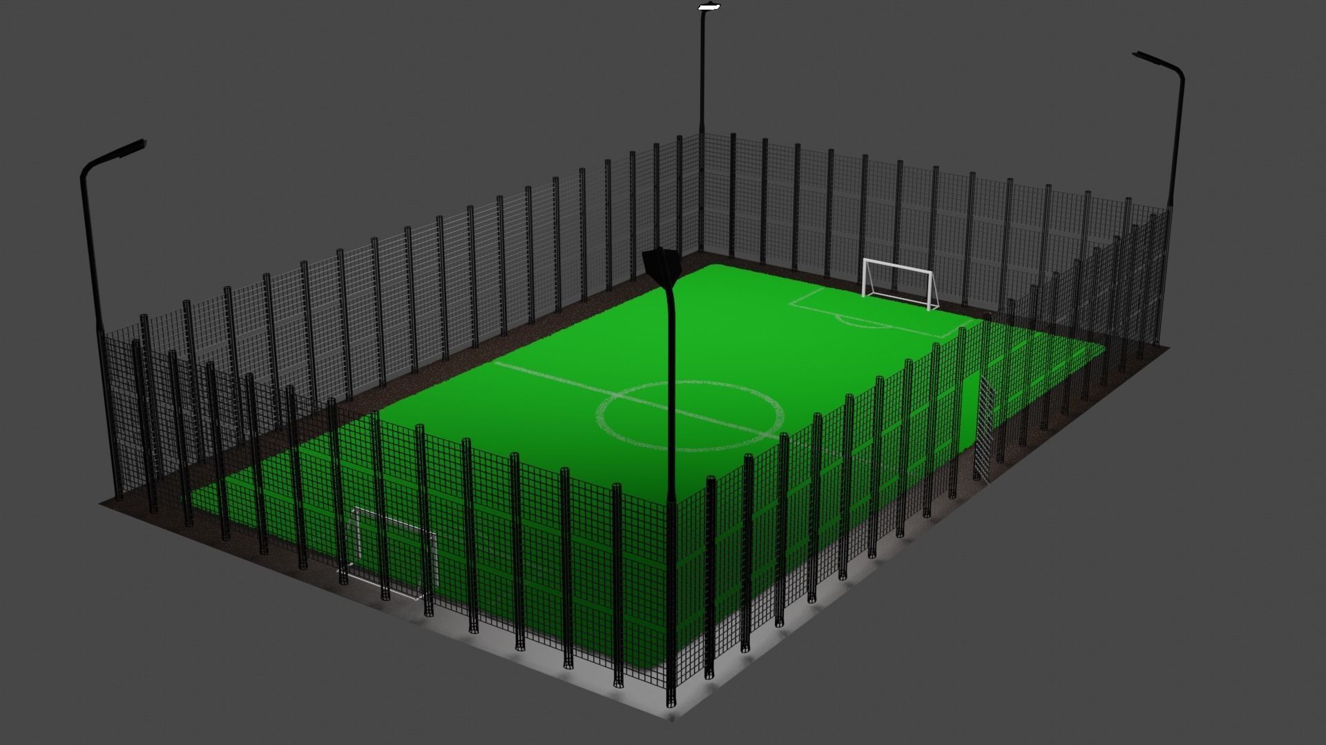 Mini football field with artificial grass 3D model | CGTrader