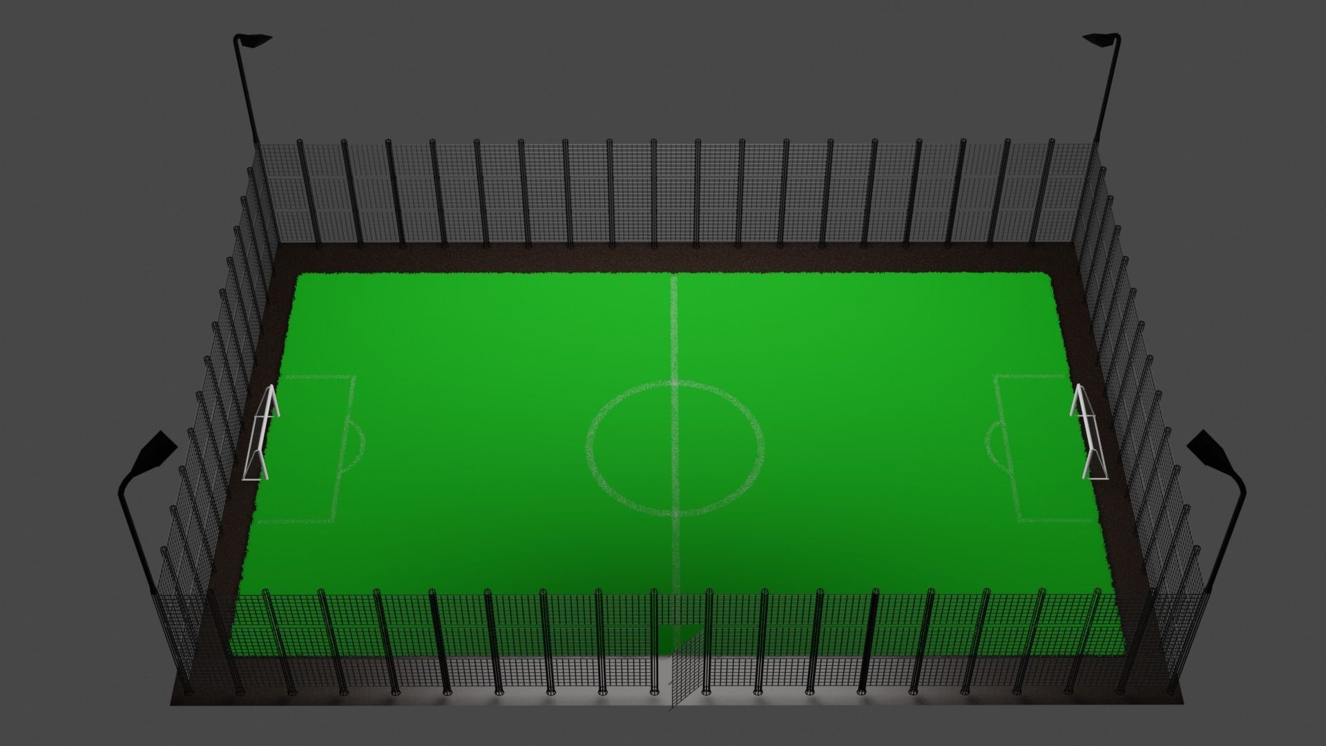 Mini football field with artificial grass 3D model | CGTrader
