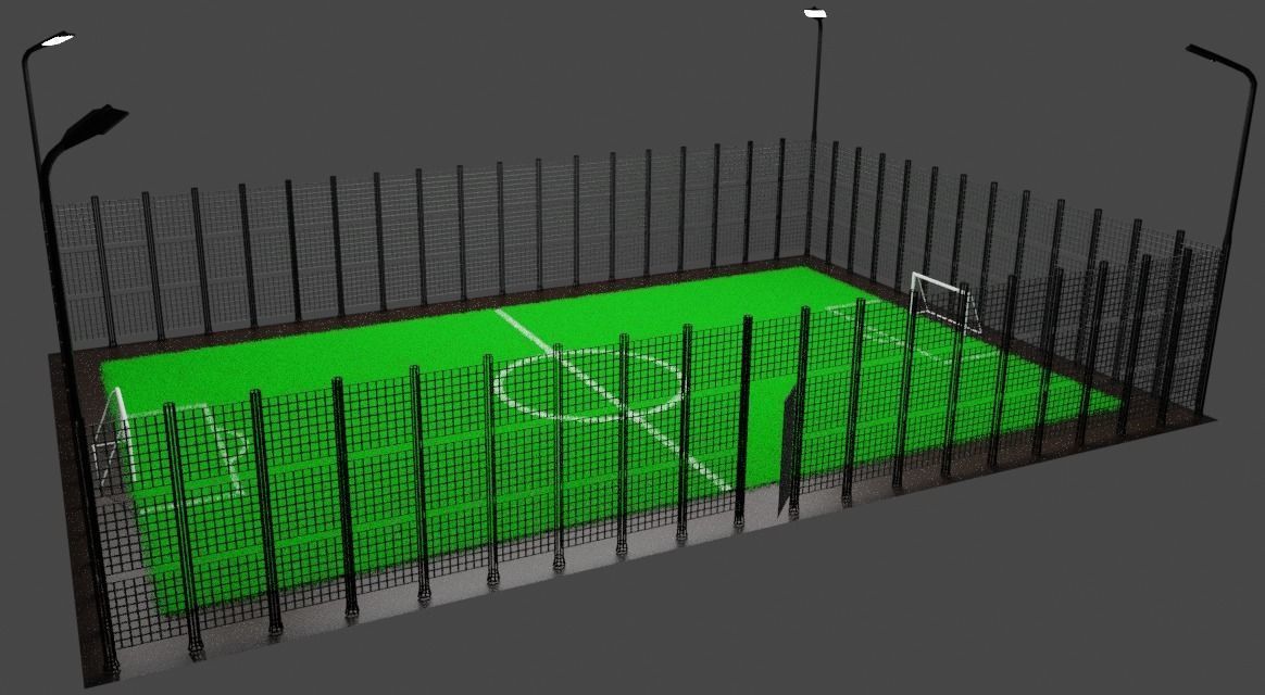 Mini football field with artificial grass 3D model | CGTrader