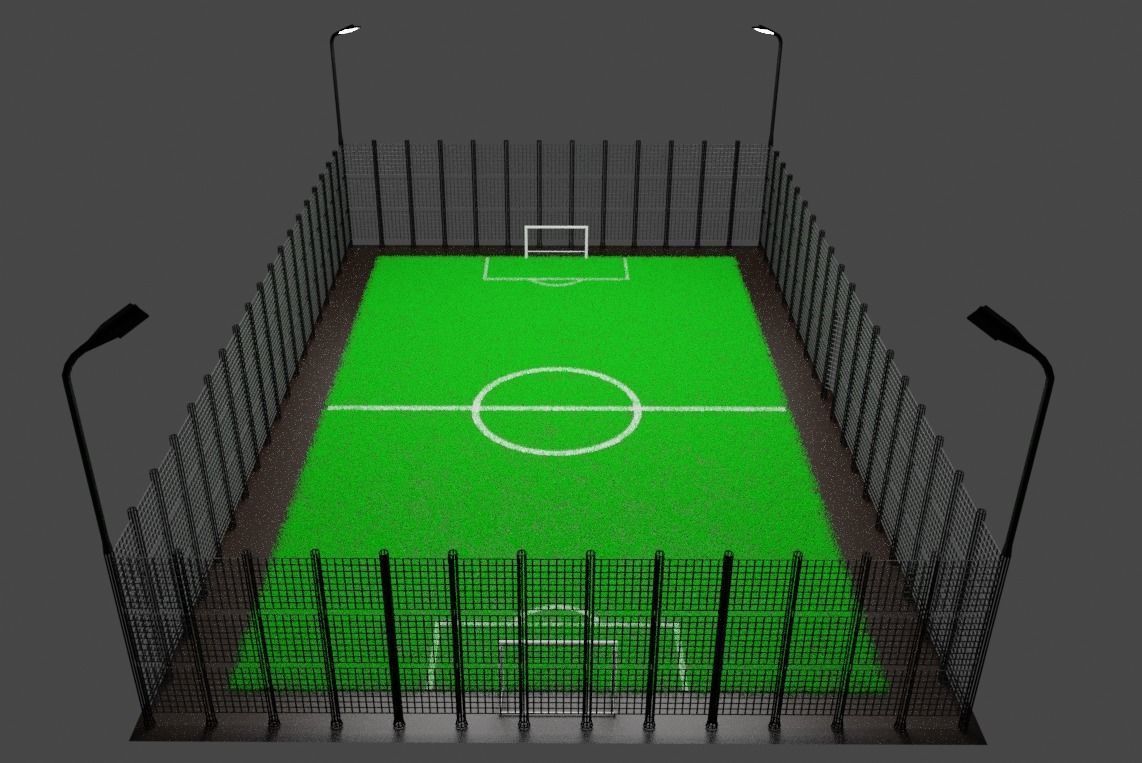 Mini football field with artificial grass 3D model | CGTrader