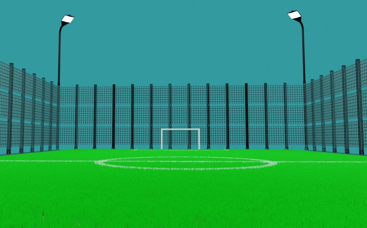 Mini football field with artificial grass 3D model | CGTrader