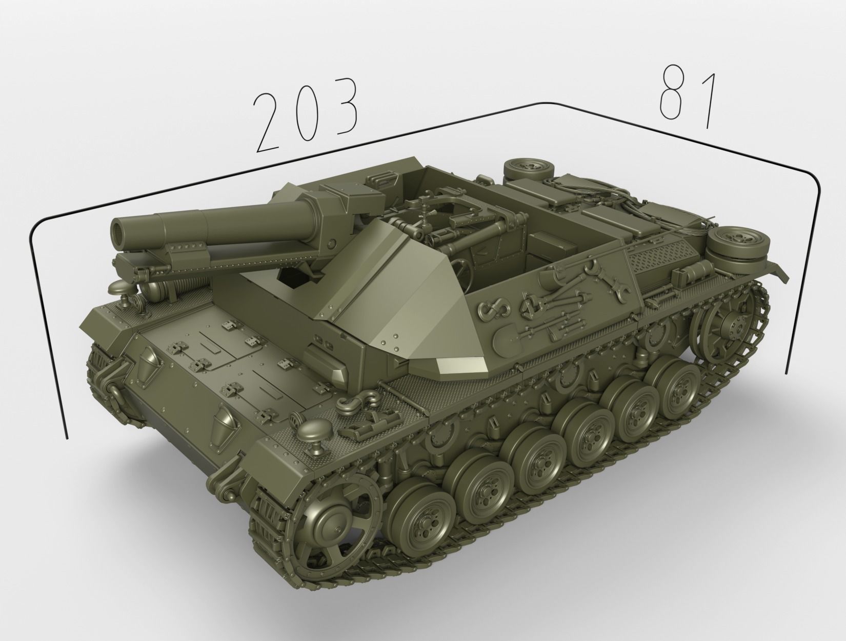 sIG 33 auf Fahrgestell Panzerkampfwagen III 3D model 3D printable ...