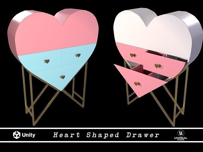 3D model Heart Shaped Drawer Furniture VR / AR / low-poly | CGTrader