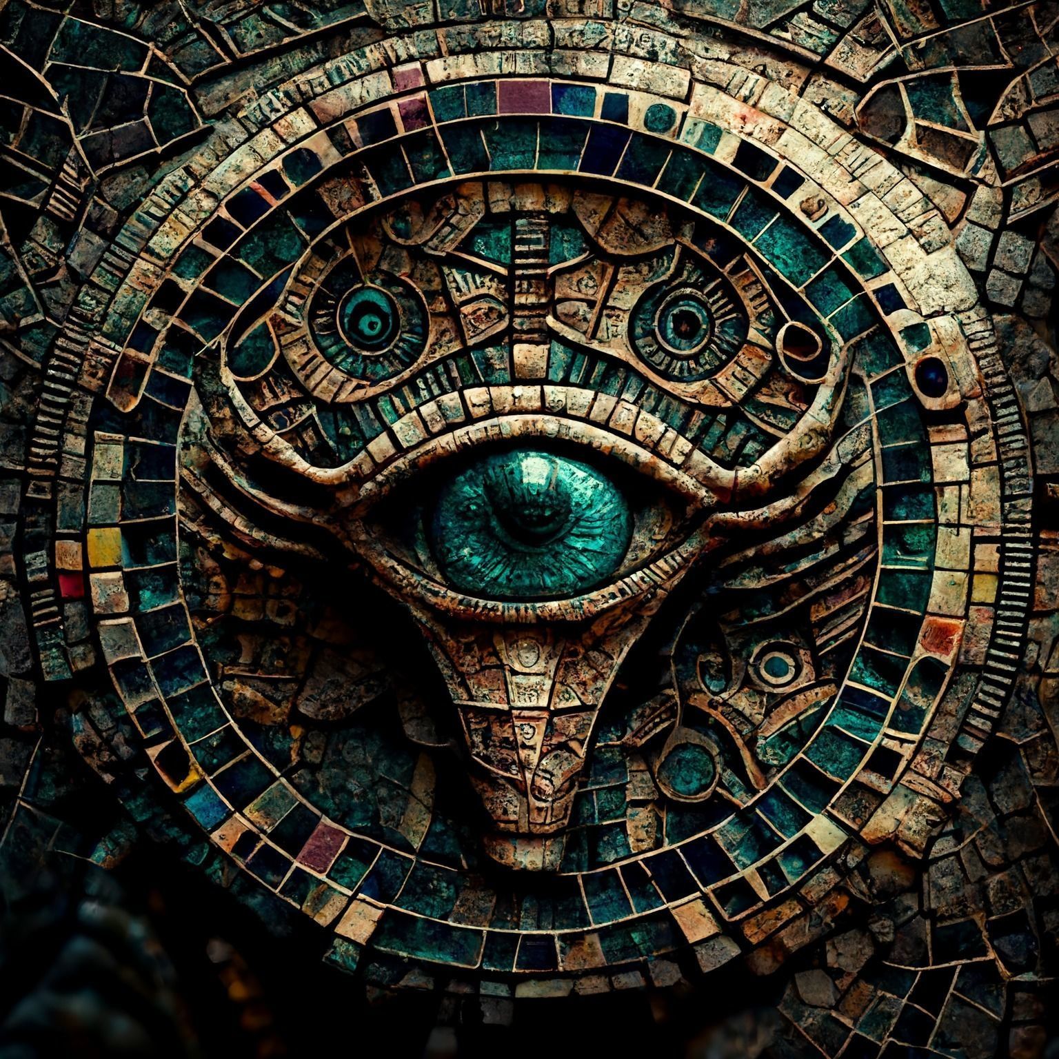 3D model 3D model and PBR textures of an ancient alien mosaic VR / AR ...