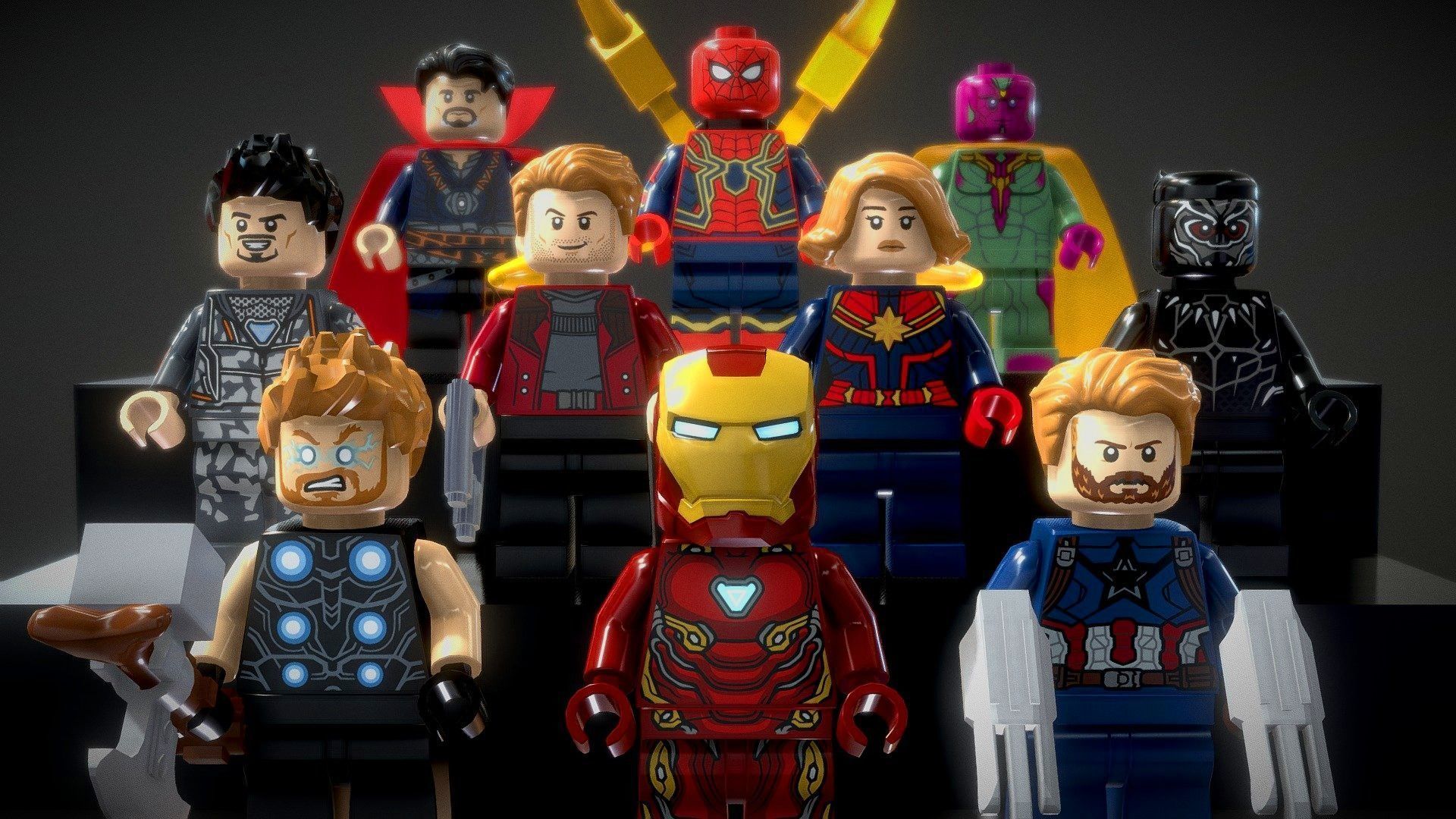 3D model Marvel Avengers LEGO Toys Pack 2023 Marvel Studios Collection ...