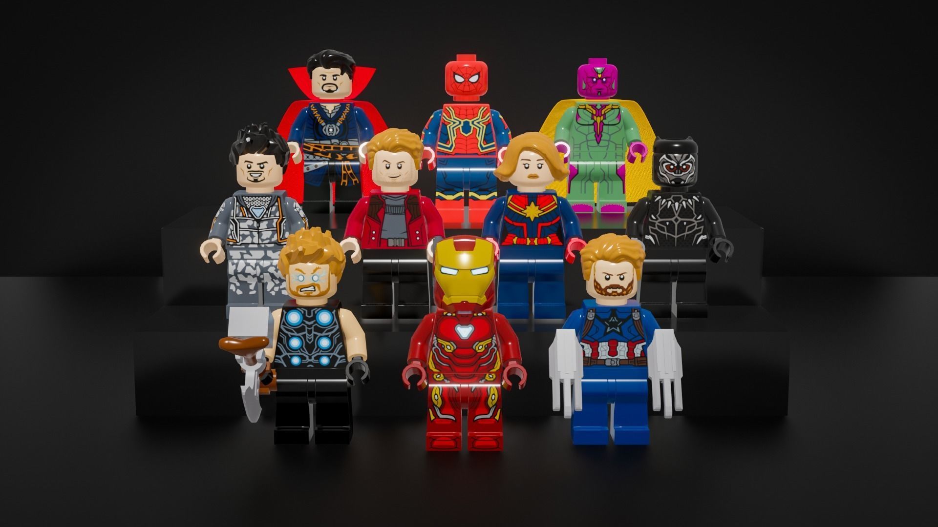 3D model Marvel Avengers LEGO Toys Pack 2023 Marvel Studios Collection ...
