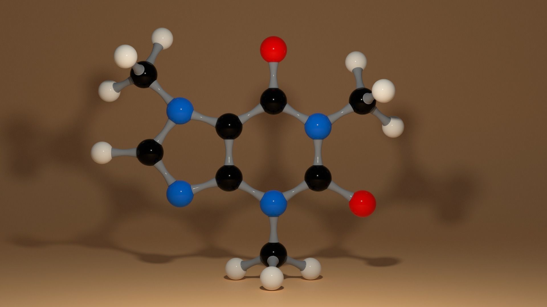 3D model Caffeine Molecule C8H10N4O2 Coffee VR / AR / low-poly | CGTrader