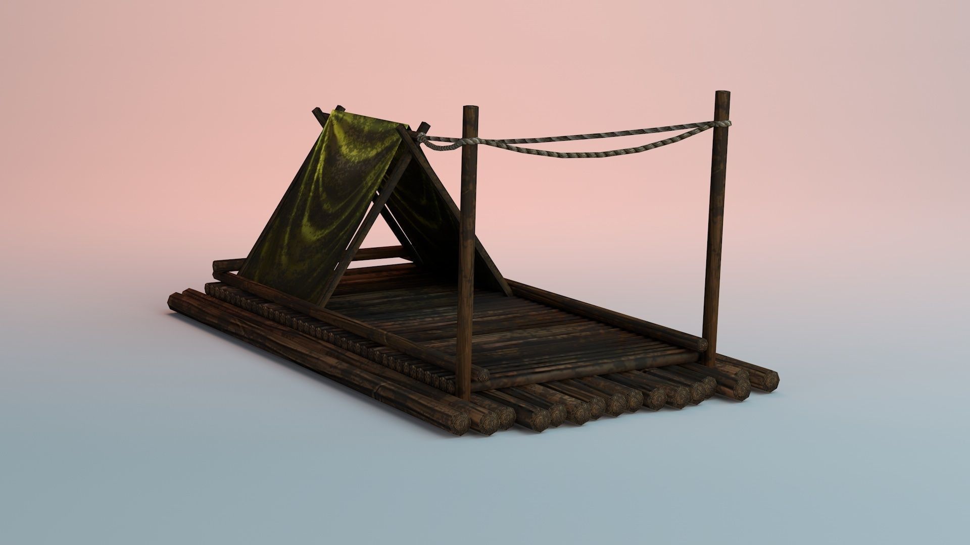3D model Wood Raft VR / AR / low-poly | CGTrader