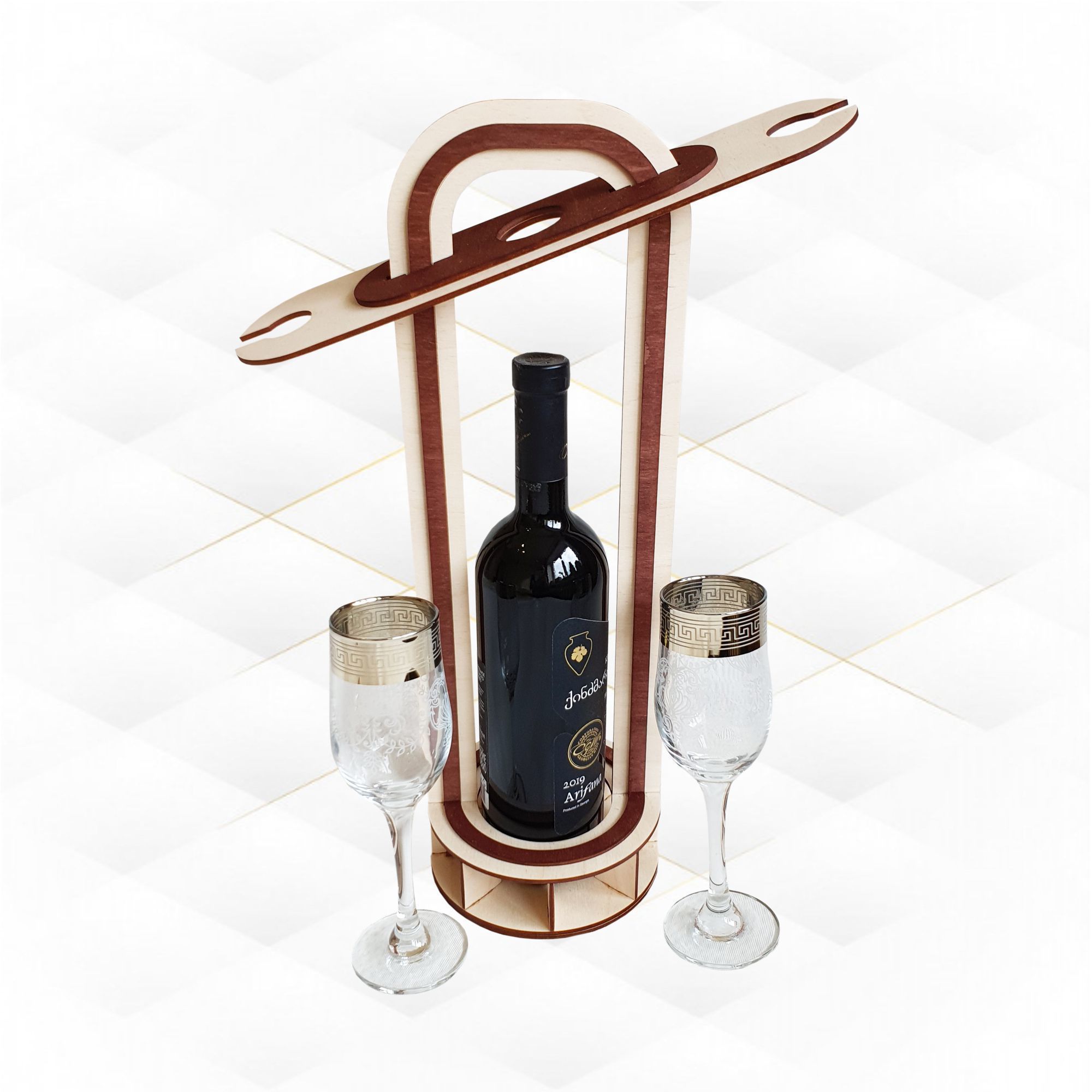 Wine box holder for two design for laser cut 3D model 3D printable ...