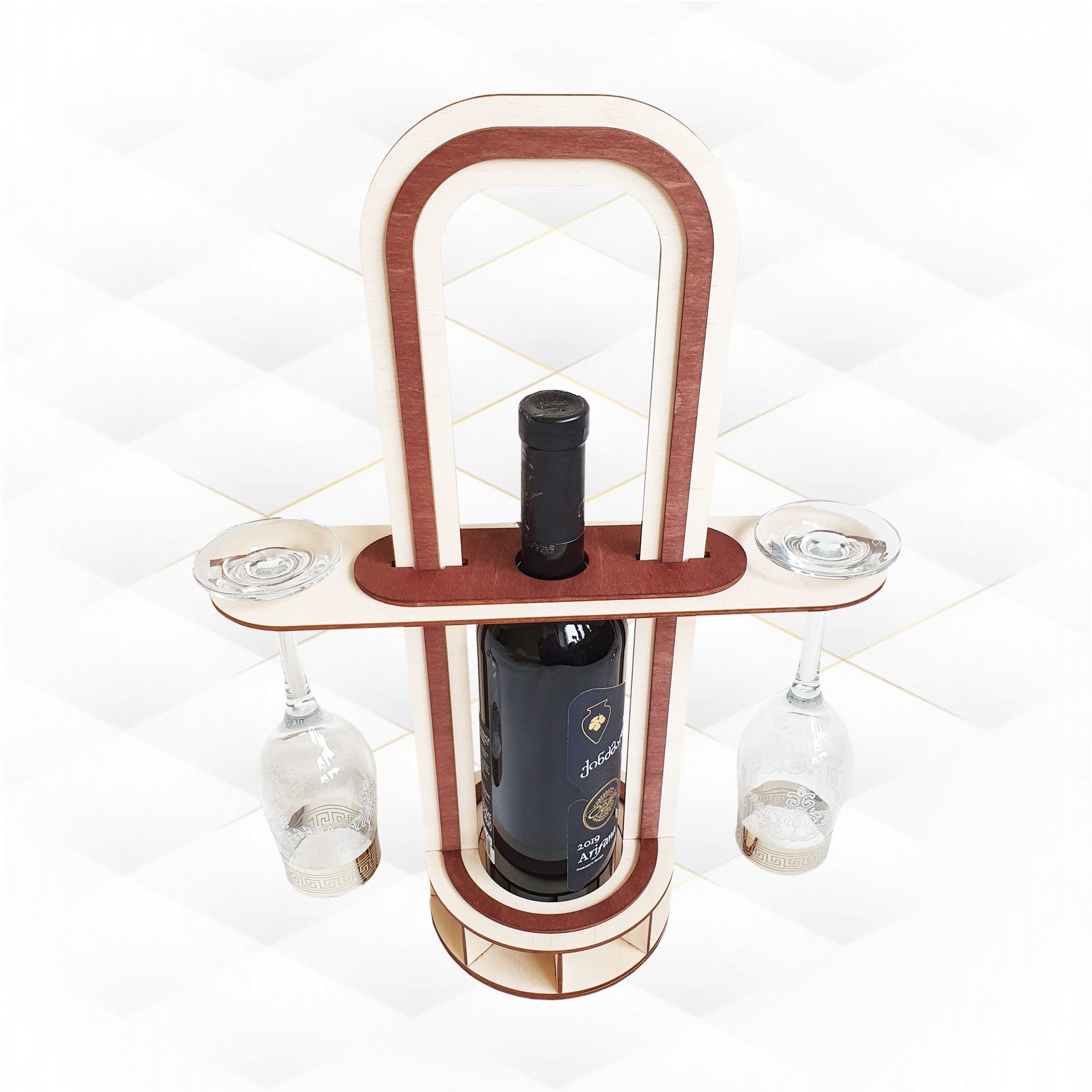 Wine box holder for two design for laser cut 3D model 3D printable ...