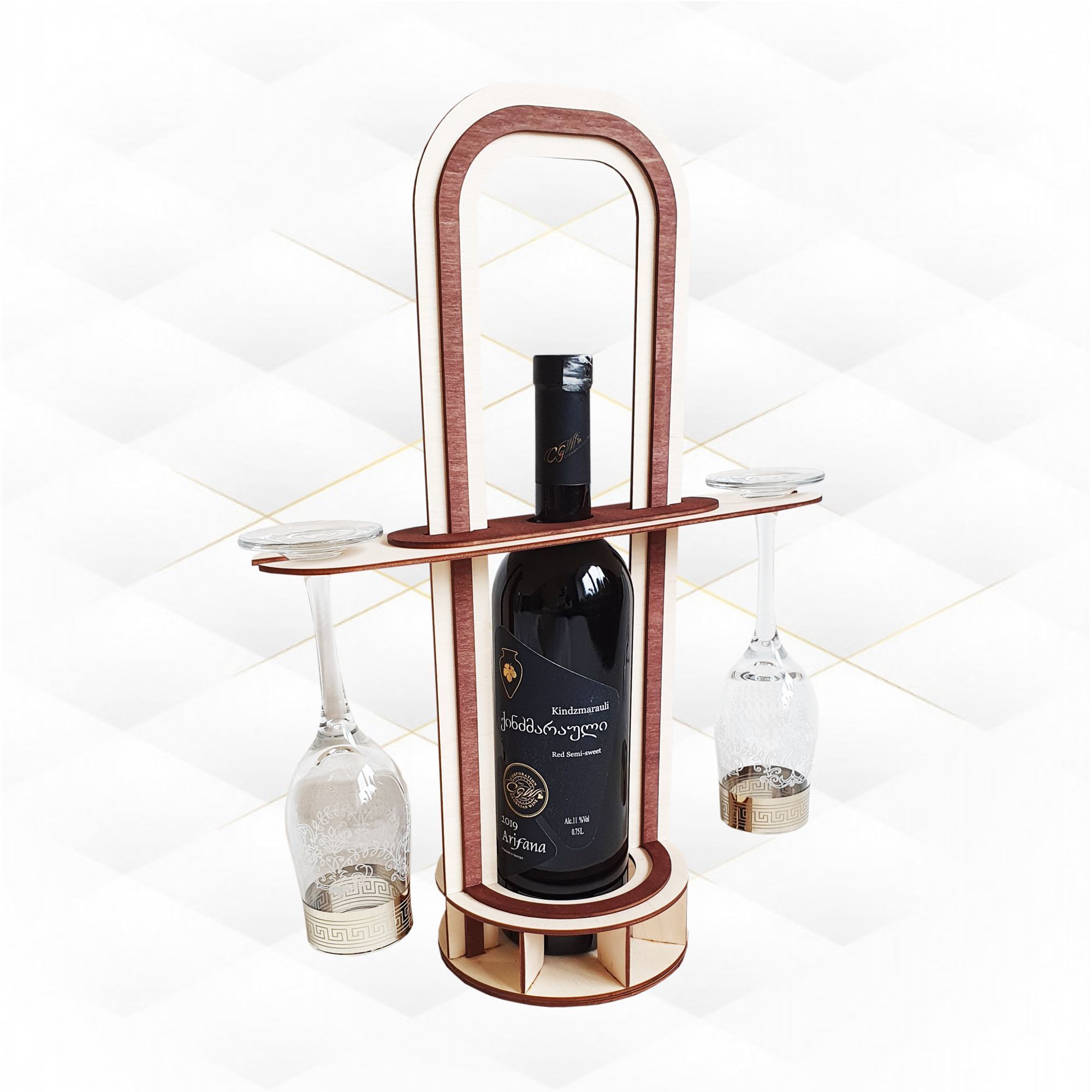 Wine box holder for two design for laser cut 3D model 3D printable ...