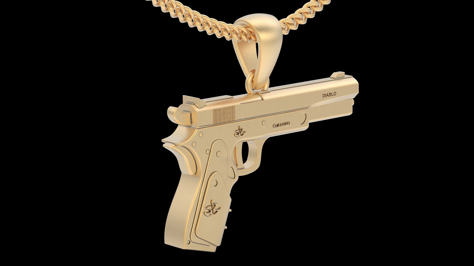 Gun Colt Hitman pendant silver gold jewelry 3D printable model 3D model ...