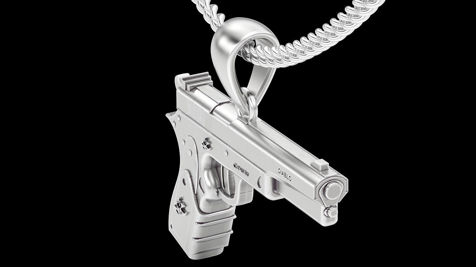 Gun Colt Hitman pendant silver gold jewelry 3D printable model 3D model ...