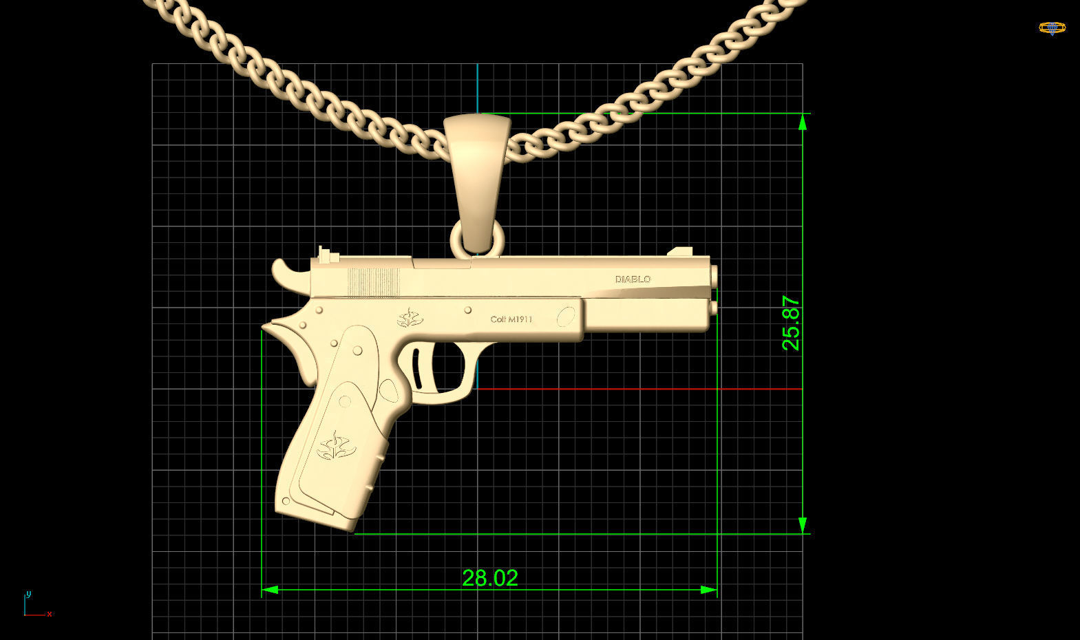 Gun Colt Hitman pendant silver gold jewelry 3D printable model 3D model ...