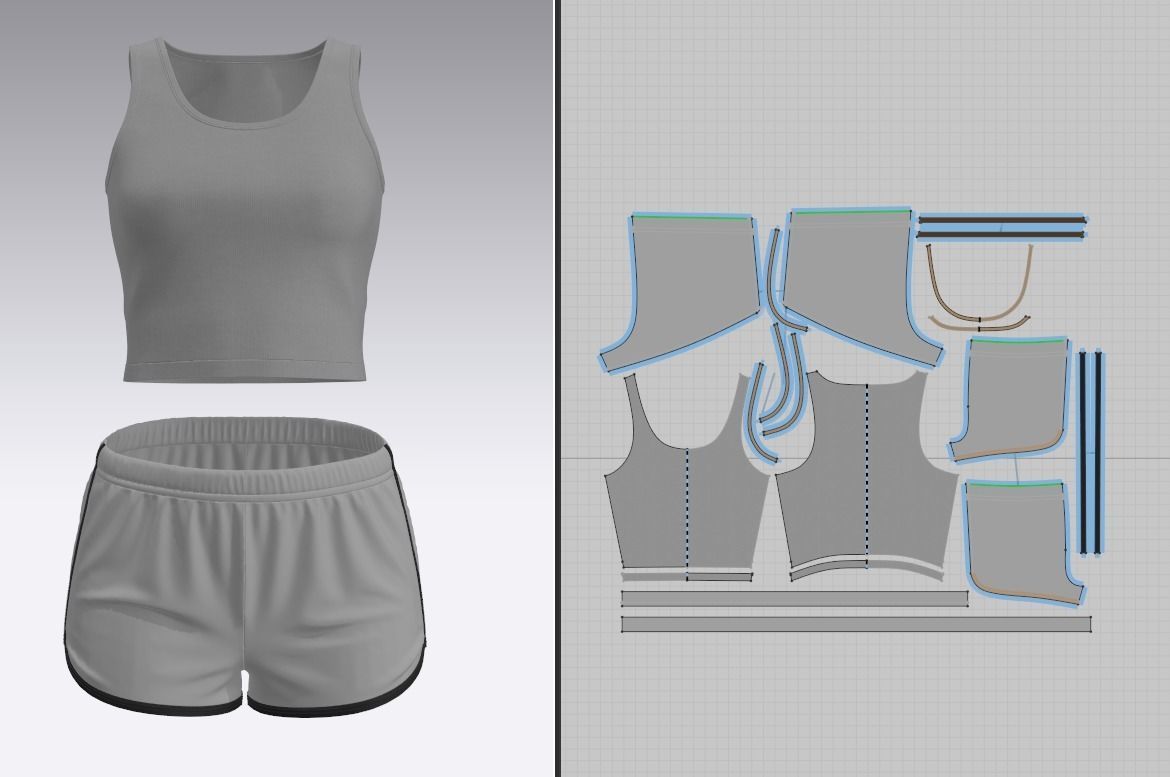 Women Top and Shorts 3D model | CGTrader