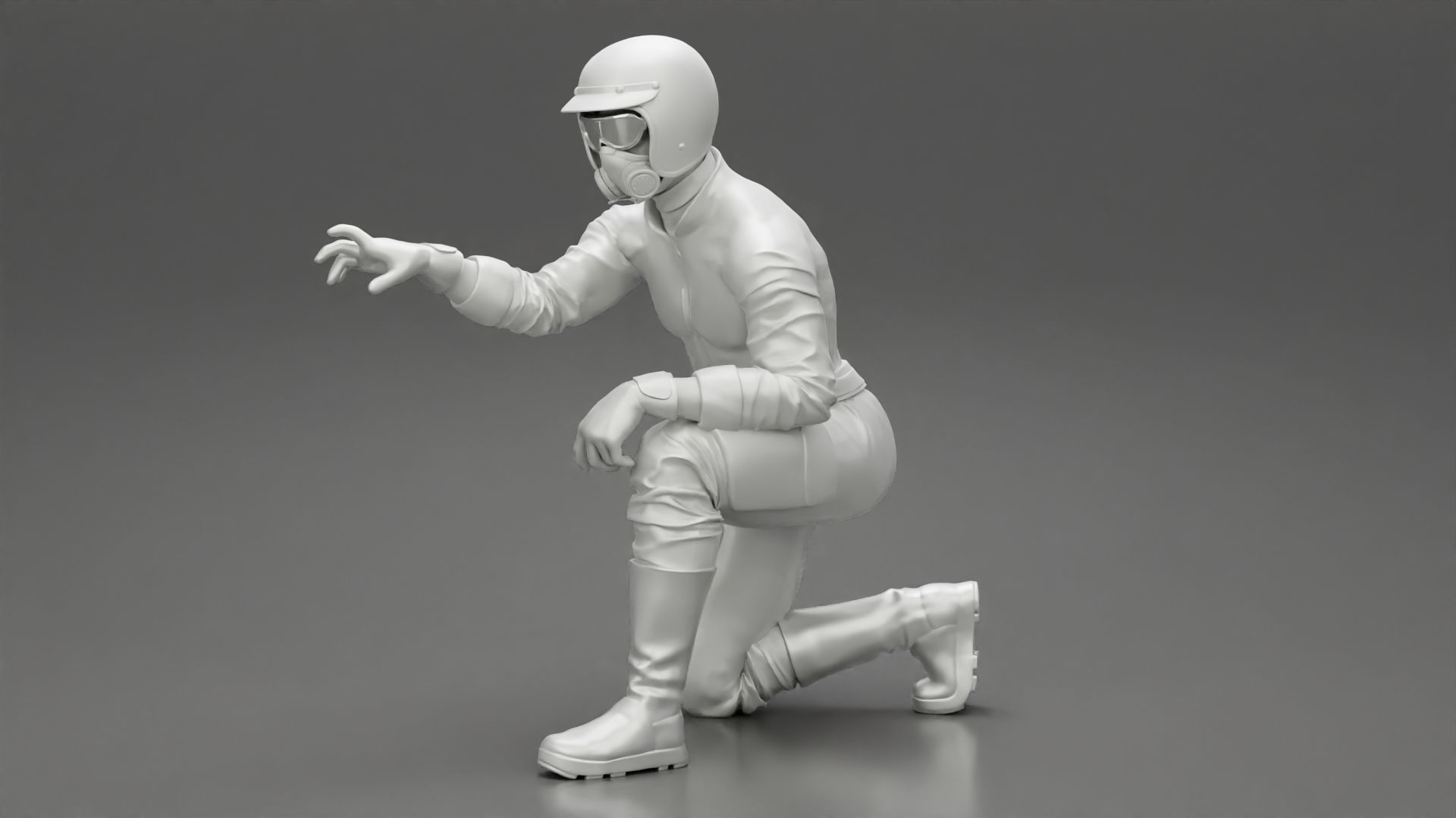 Drag Racing driver sitting in a gas mask 3D model 3D printable | CGTrader
