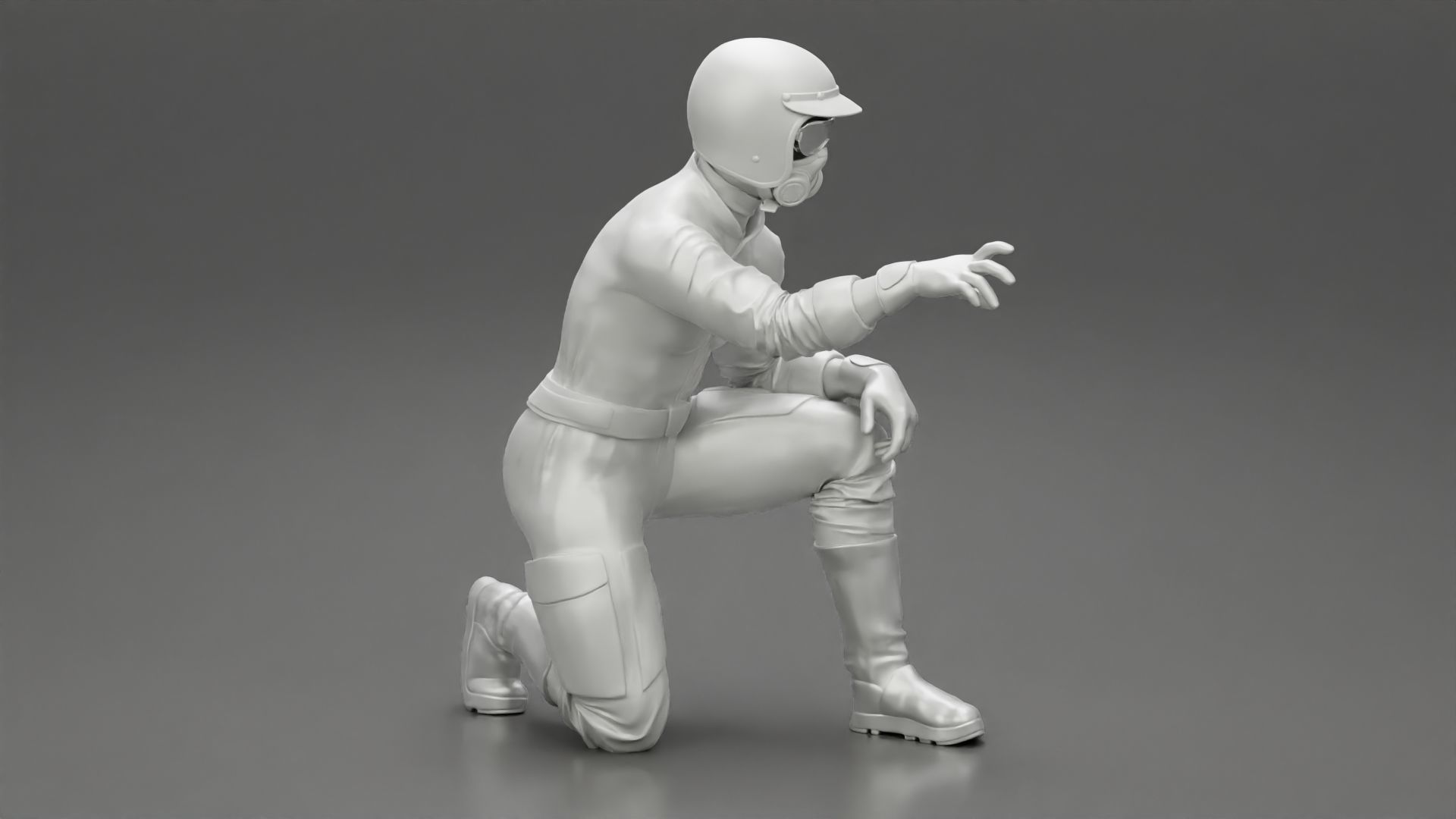 Drag Racing driver sitting in a gas mask 3D model 3D printable | CGTrader