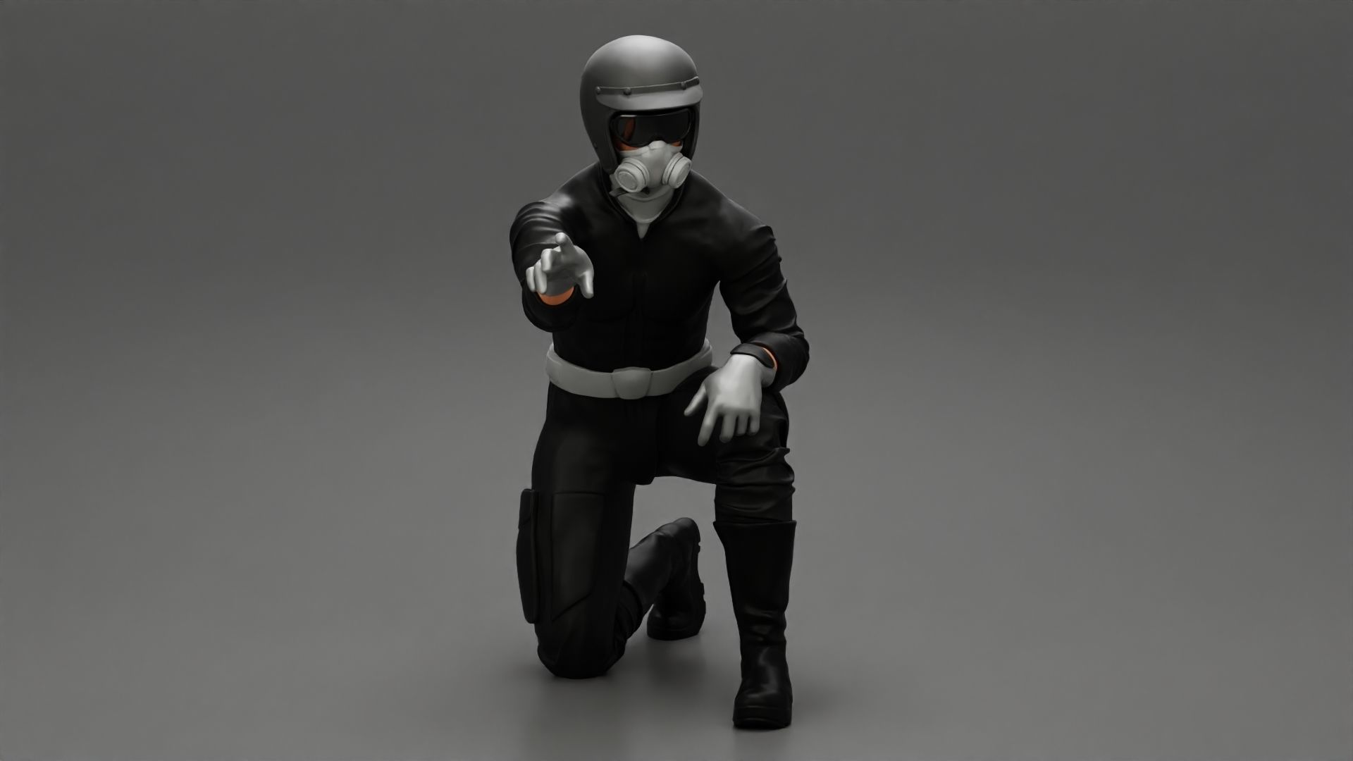 Drag Racing driver sitting in a gas mask 3D model 3D printable | CGTrader