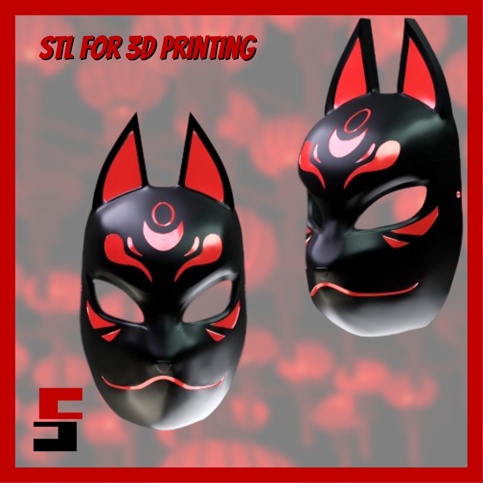 Kitsune mask Japanese Fox Masks 3D model 3D printable | CGTrader
