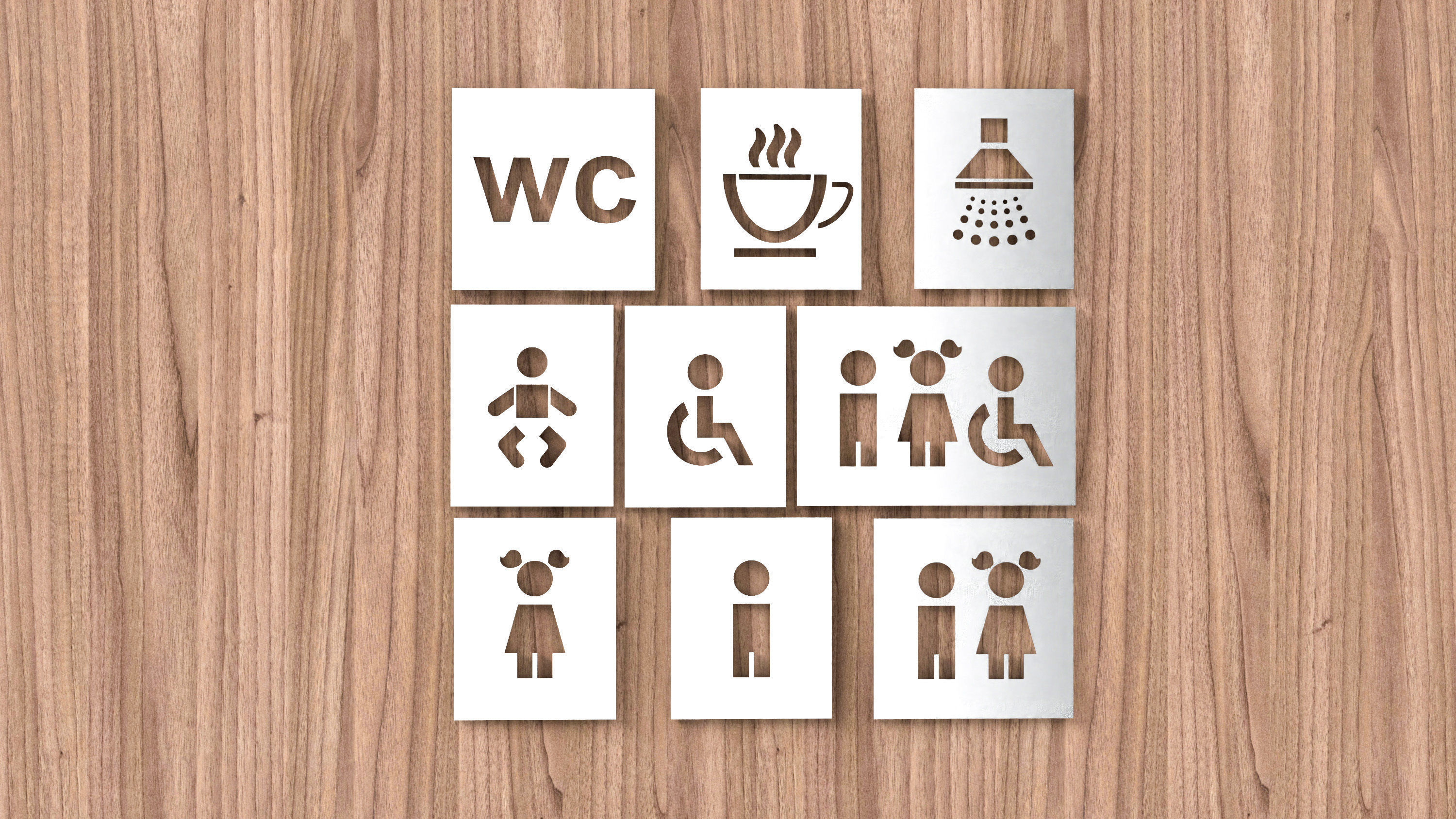 Toilet door sign 3D print model or laser cutting 3D model 3D printable ...