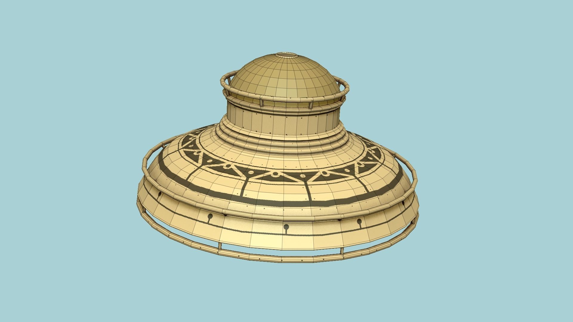 3D model Alien Spaceship UFO F07 Gold - Sci Fi Spacecraft Design VR ...