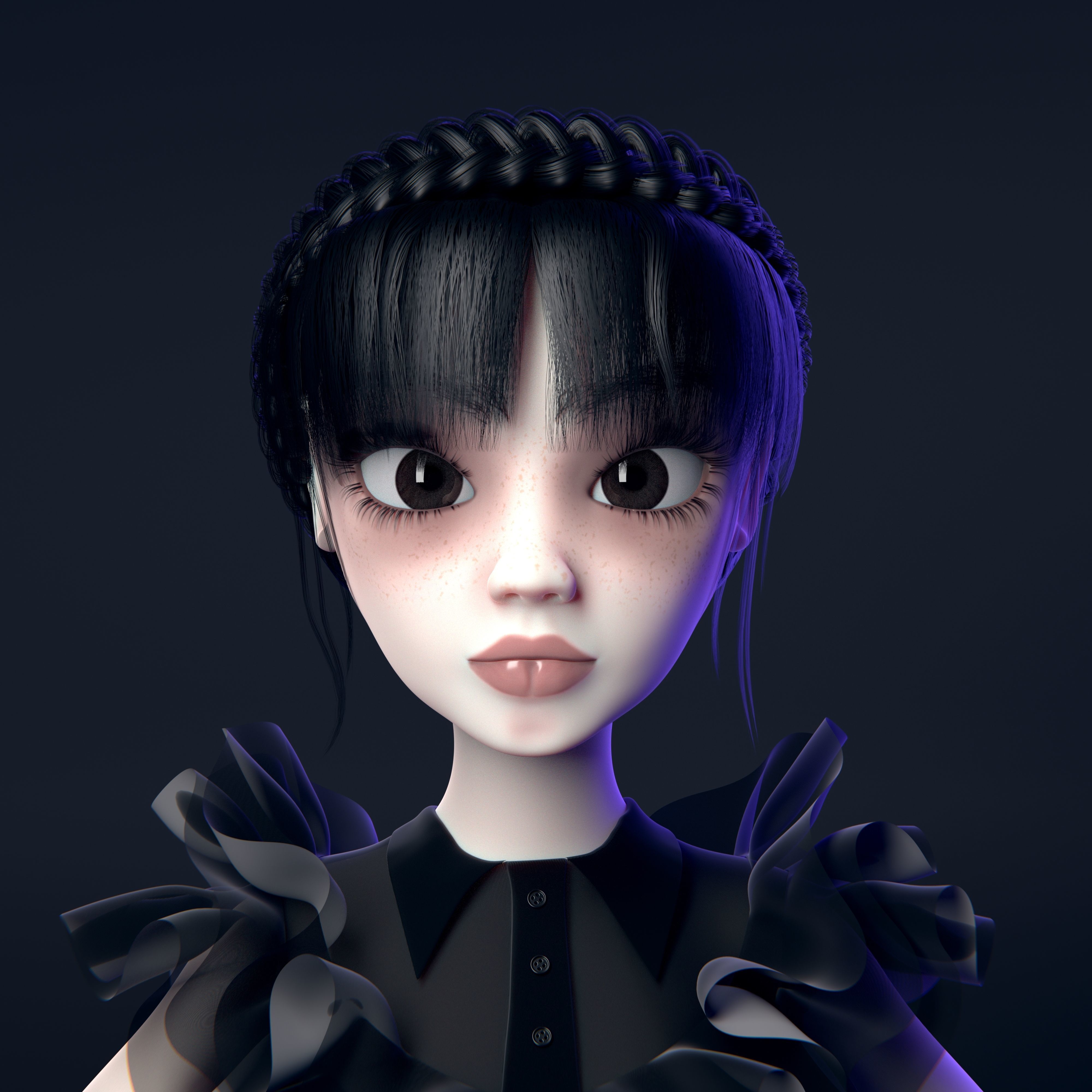 3D model Wednesday Addams LowPoly Pack of Two Models VR / AR / low-poly ...