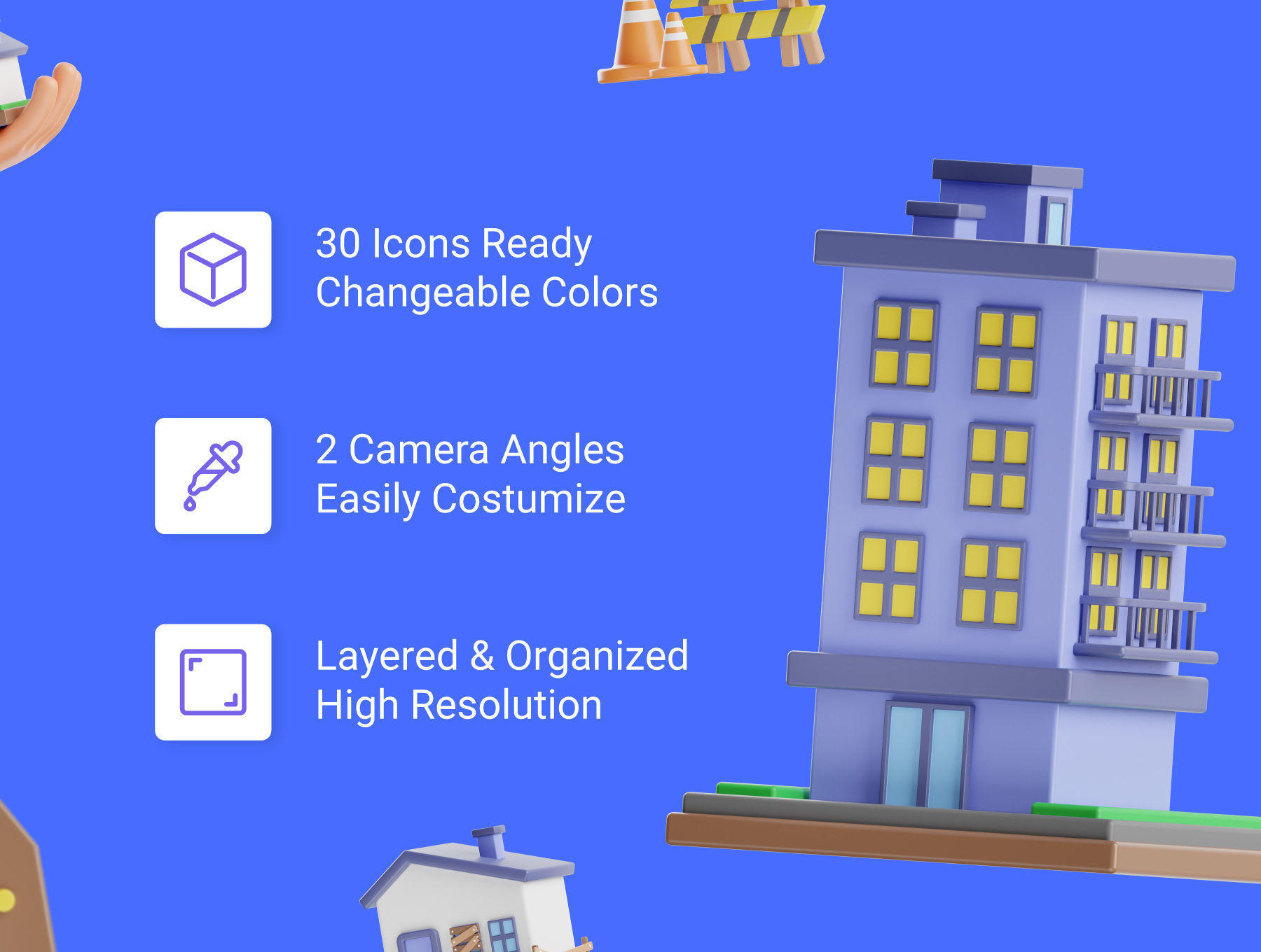 Real Estate 3D Icons Set 3D model | CGTrader