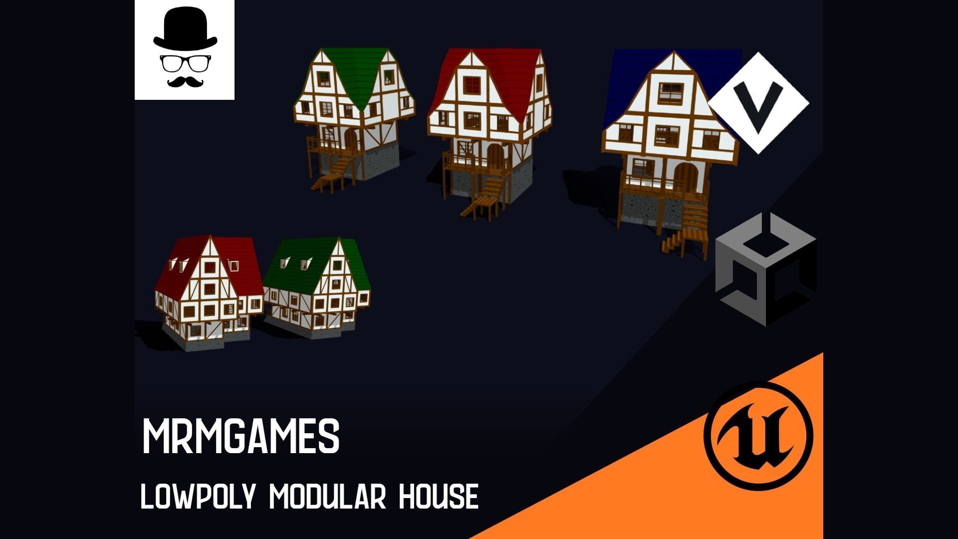3D model Modular Houses Pack - Low Poly Voxel Medieval Buildings VR ...