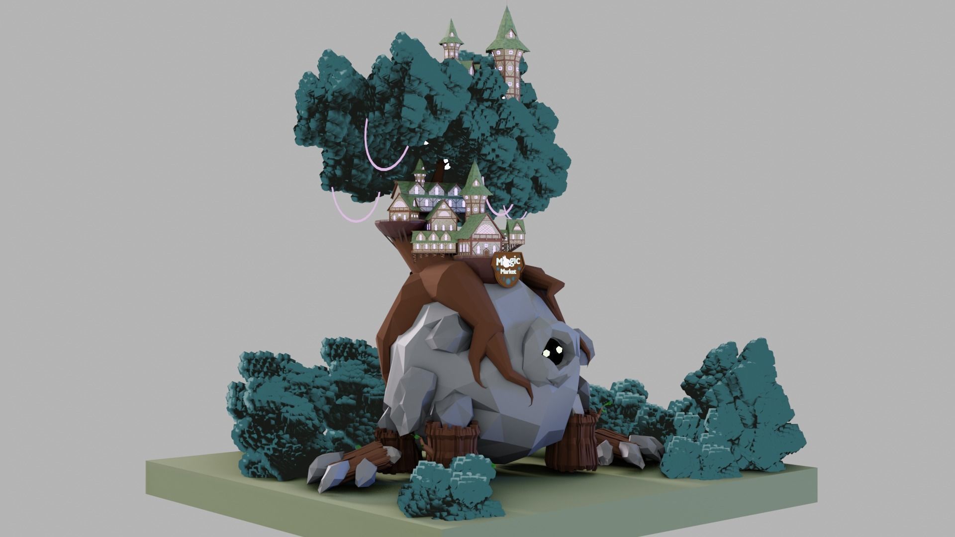 Rock golem magic market 3D model | CGTrader