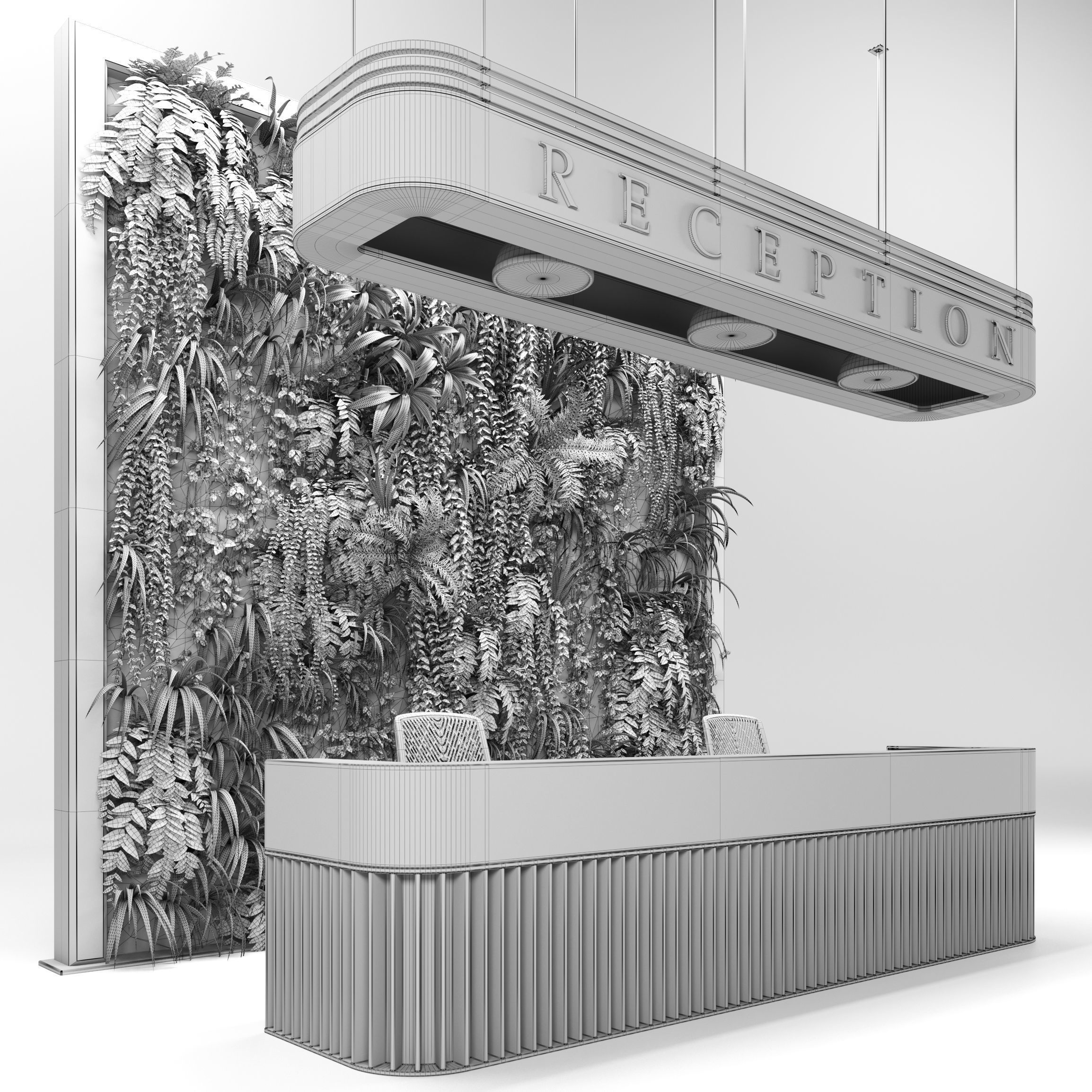 Reception with wall plants 3D model | CGTrader