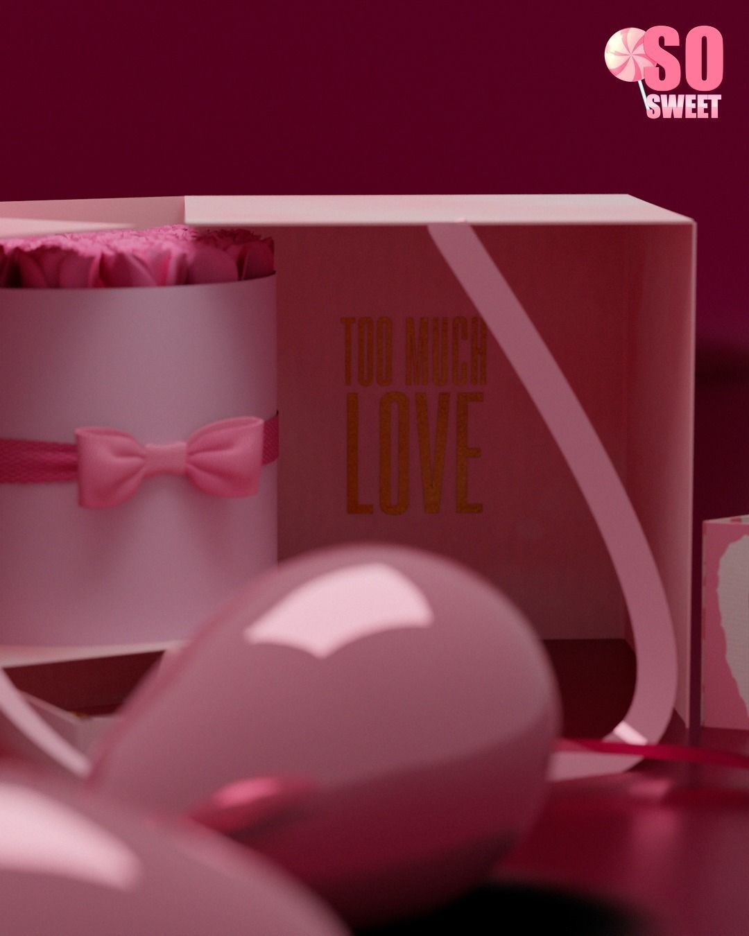 Valentines Day Rose Surprise Box and Personalized Message 3D model ...