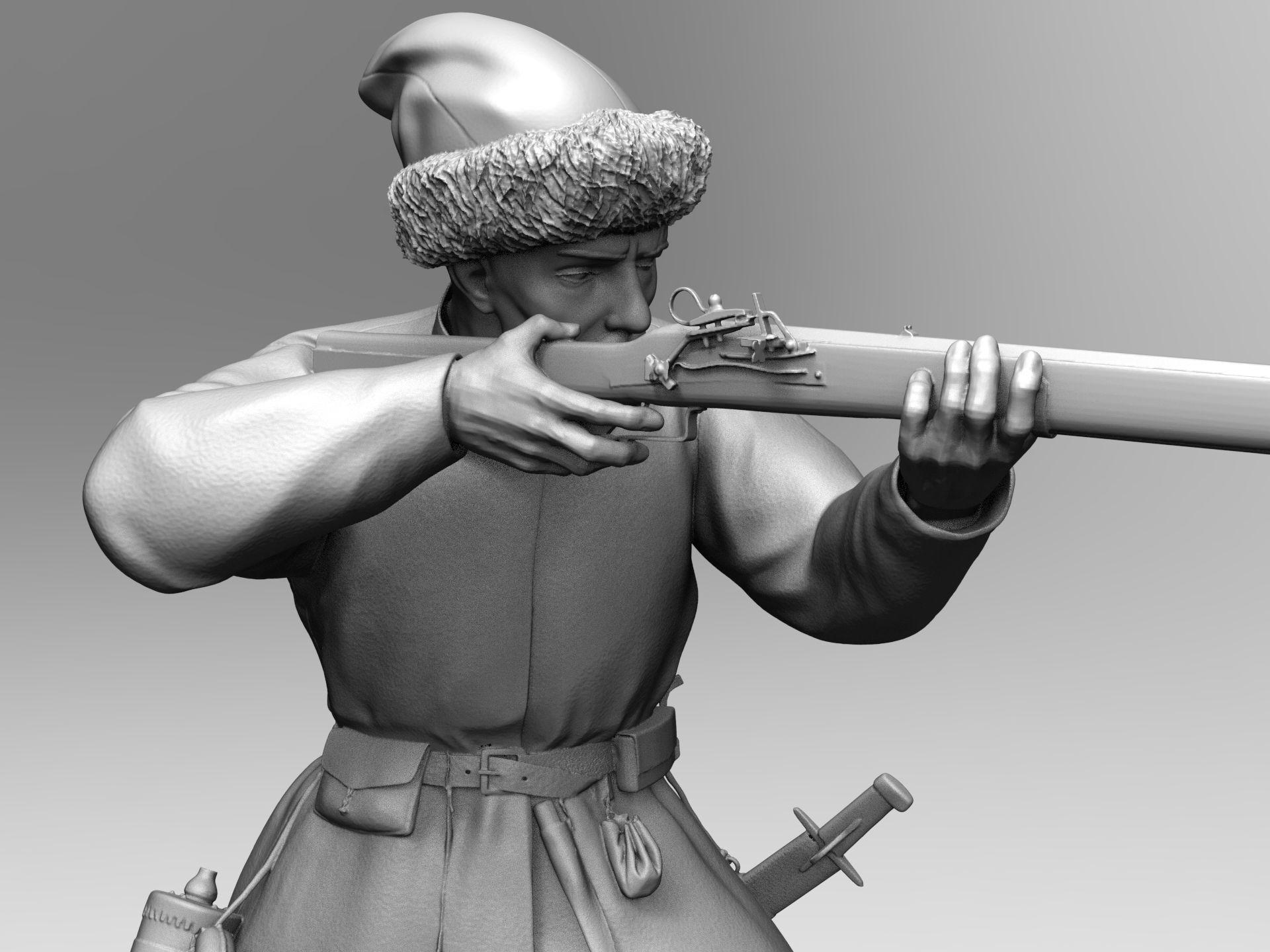 Cossack miniature with a gun 3D model 3D printable | CGTrader