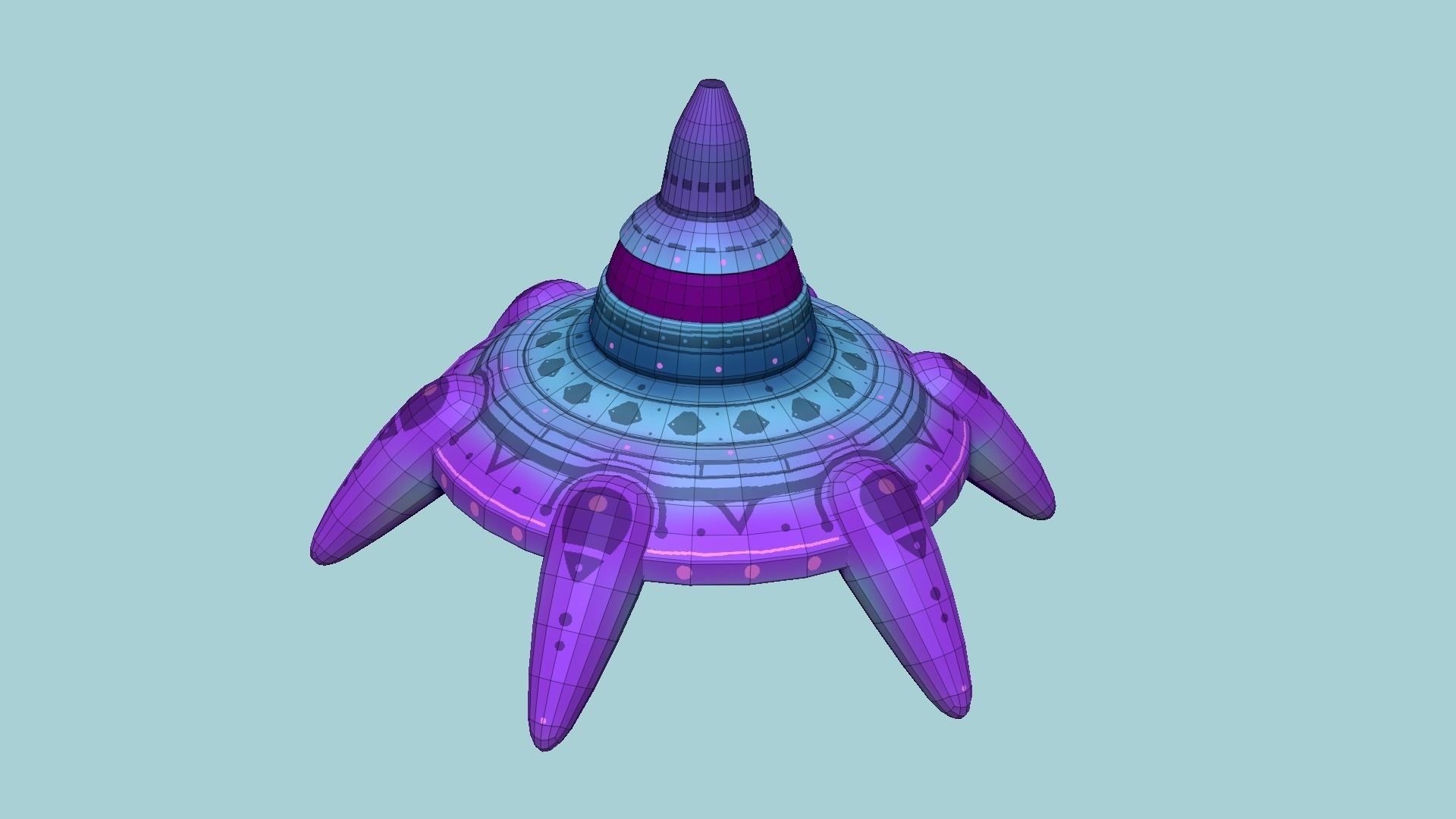 3D model Alien Spaceship UFO G04 Purple Blue - Sci Fi Spacecraft Design ...